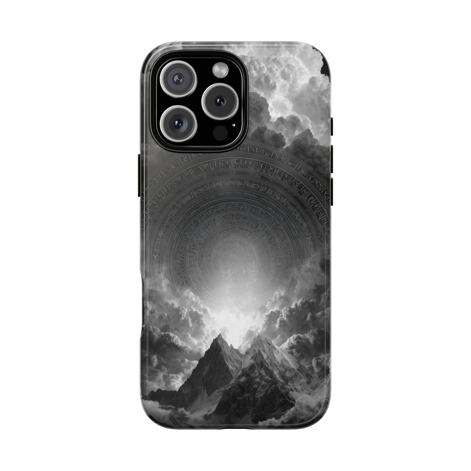 Runic Wheel Mountain Symbol Gray Sky Norse Myth Pattern with iPhone 17 ...