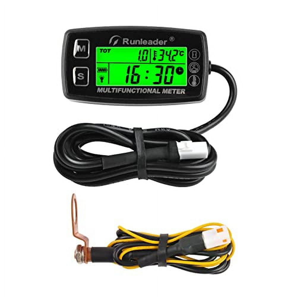 Runleader Digital Hour Meter Tachometer Engine Temperature Gauge ...