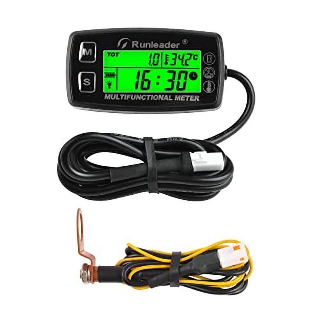 Runleader Digital Hour Meter Tachometer Engine Temperature Gauge ...