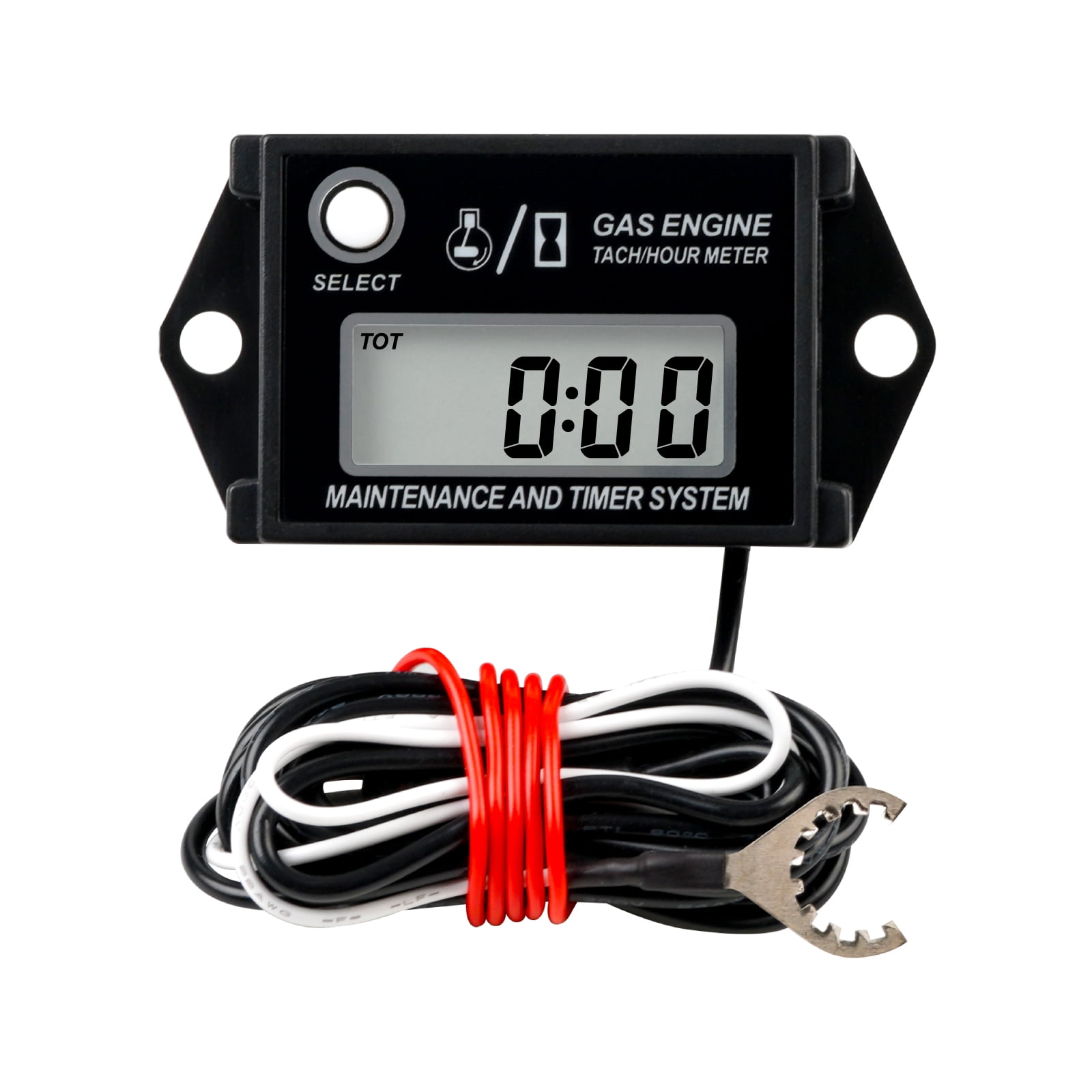 Runleader Digital Hour Meter Tachometer HM026A LCD Maintenance Reminder RPM for Lawn Mower Auto ...