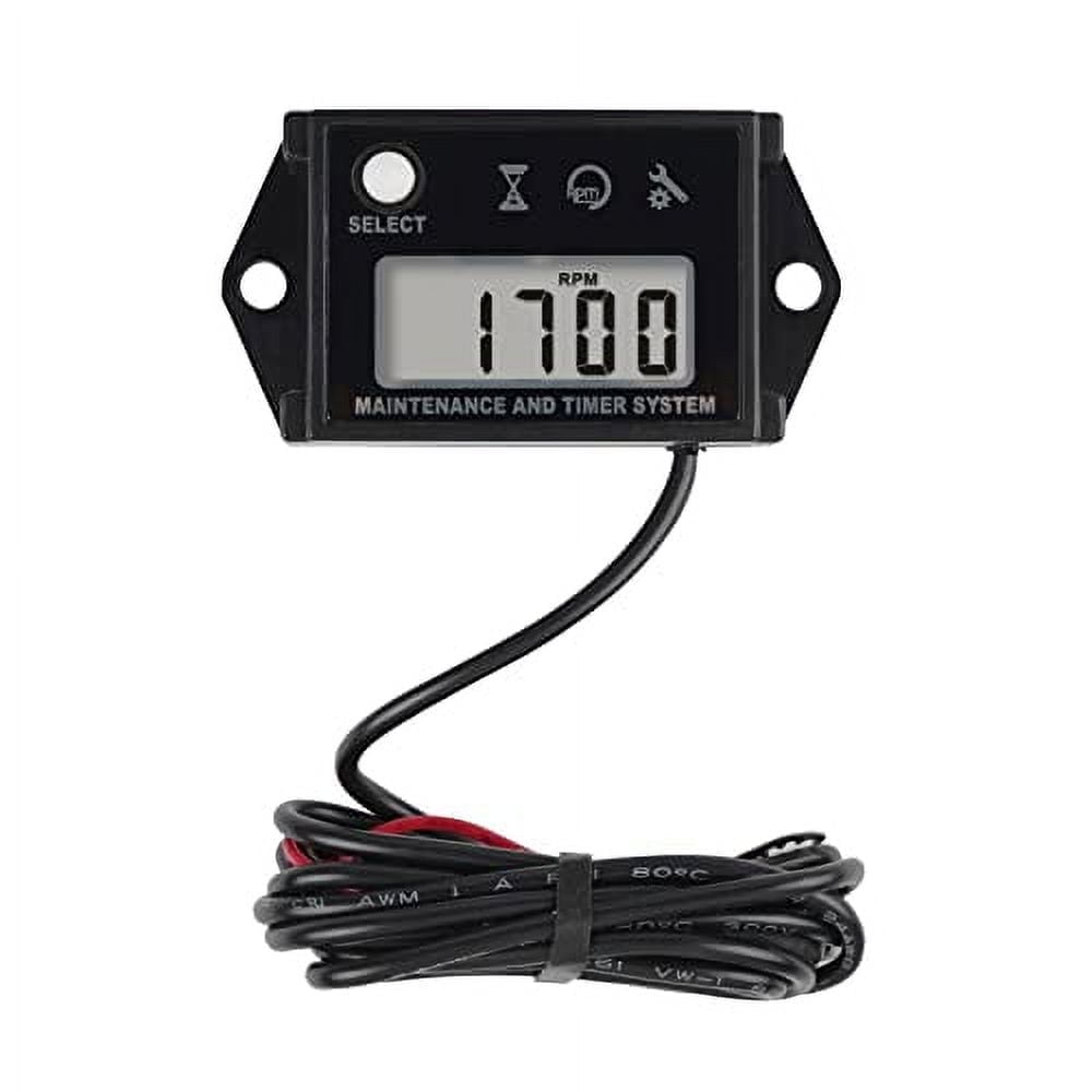 Runleader Digital Hour Meter Tachometer HM026C Black for Motor Cart ...