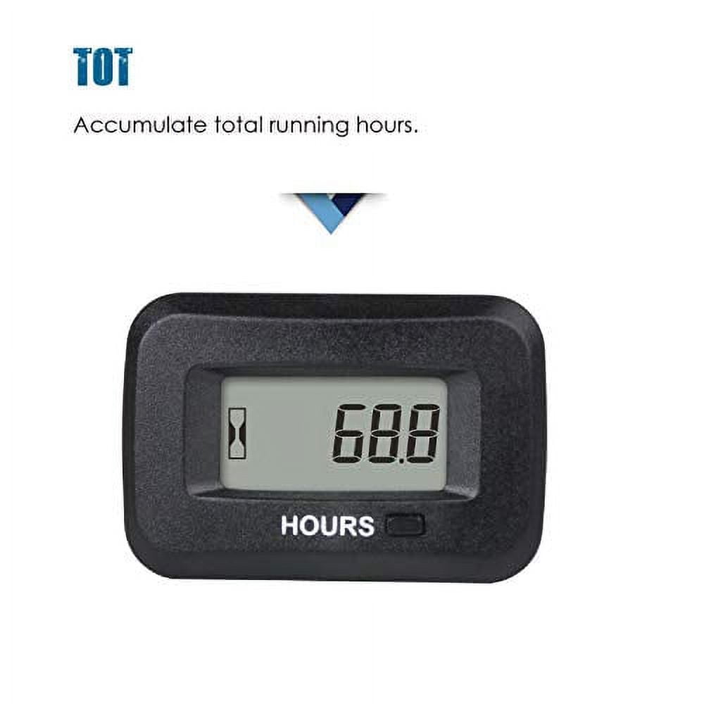 Runleader Digital LCD Hour Meter Kit AC/DC 5V to 277V Initial Hours Lawn Mower Tractor Generator ...