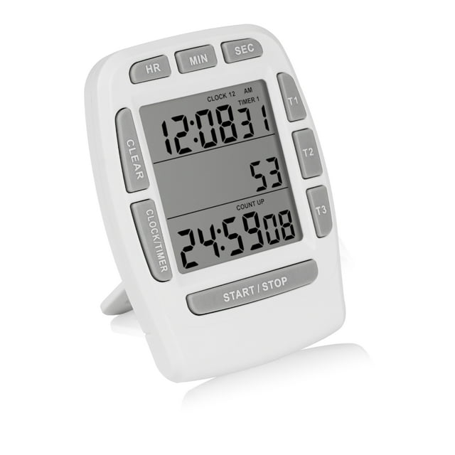 Runleader KT001 LCD Display 3 Channel Count-up/down Kitchen Timer Clock ...