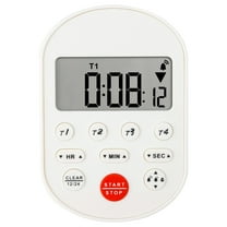 Runleader Dual-Channe LCD Count-up/Countdown Kitchen Timer Temperature Humidity Display Clock ...