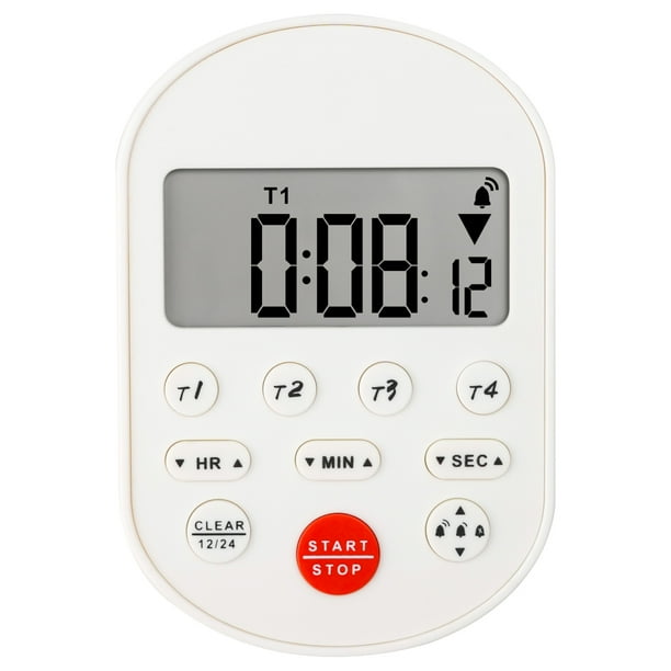 Runleader 4 Channel Timers Count-up/Countdown Digital Timer Loud Alarm Clock Kitchen LCD Display ...