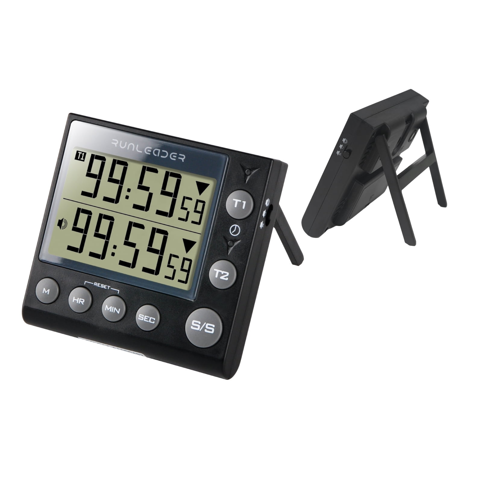 Runleader LCD Dual Channel Count-up/Countdown Digital Timer Memory ...