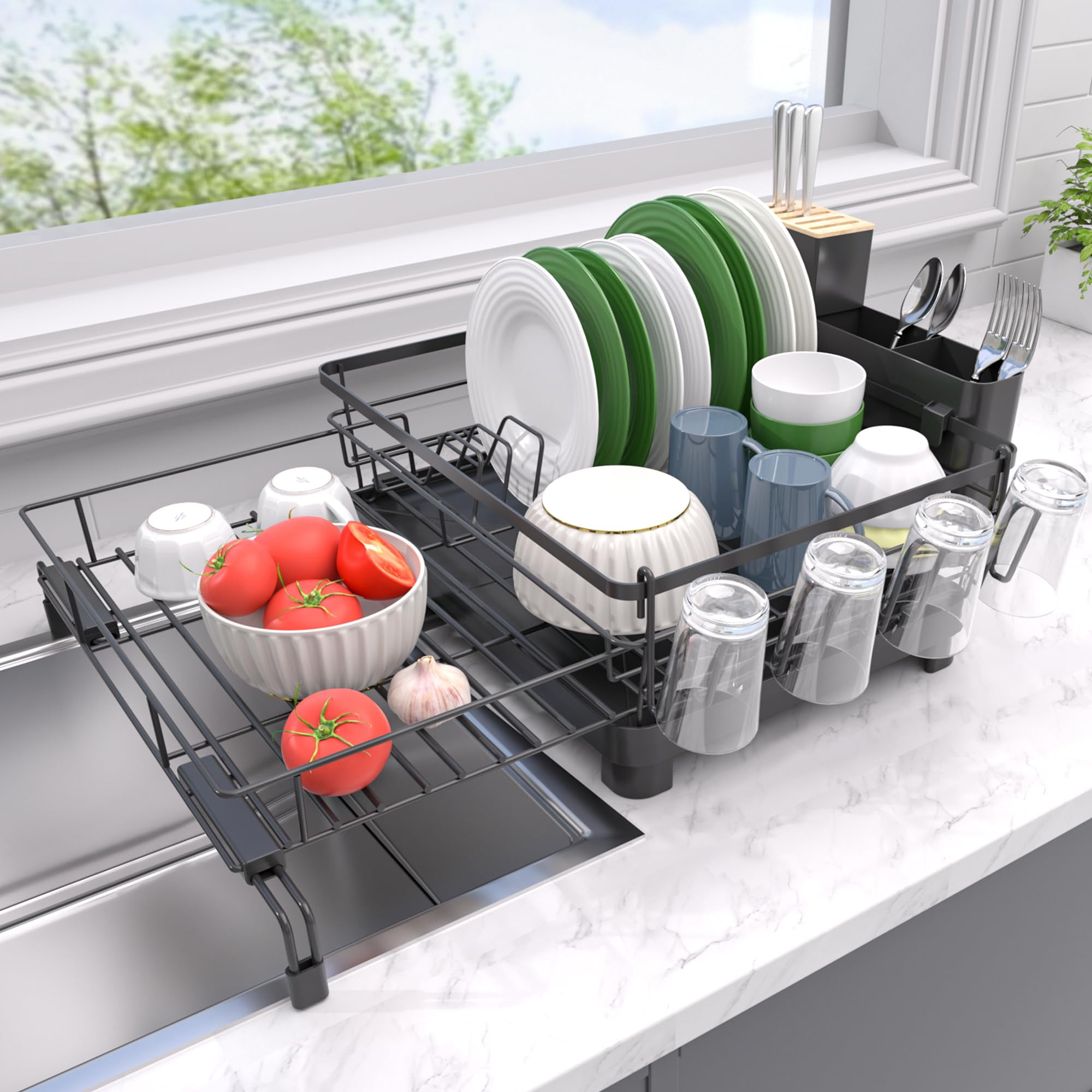 Runnatal Dish Drying Rack - Expandable Dish Rack, Large Drying Dish ...