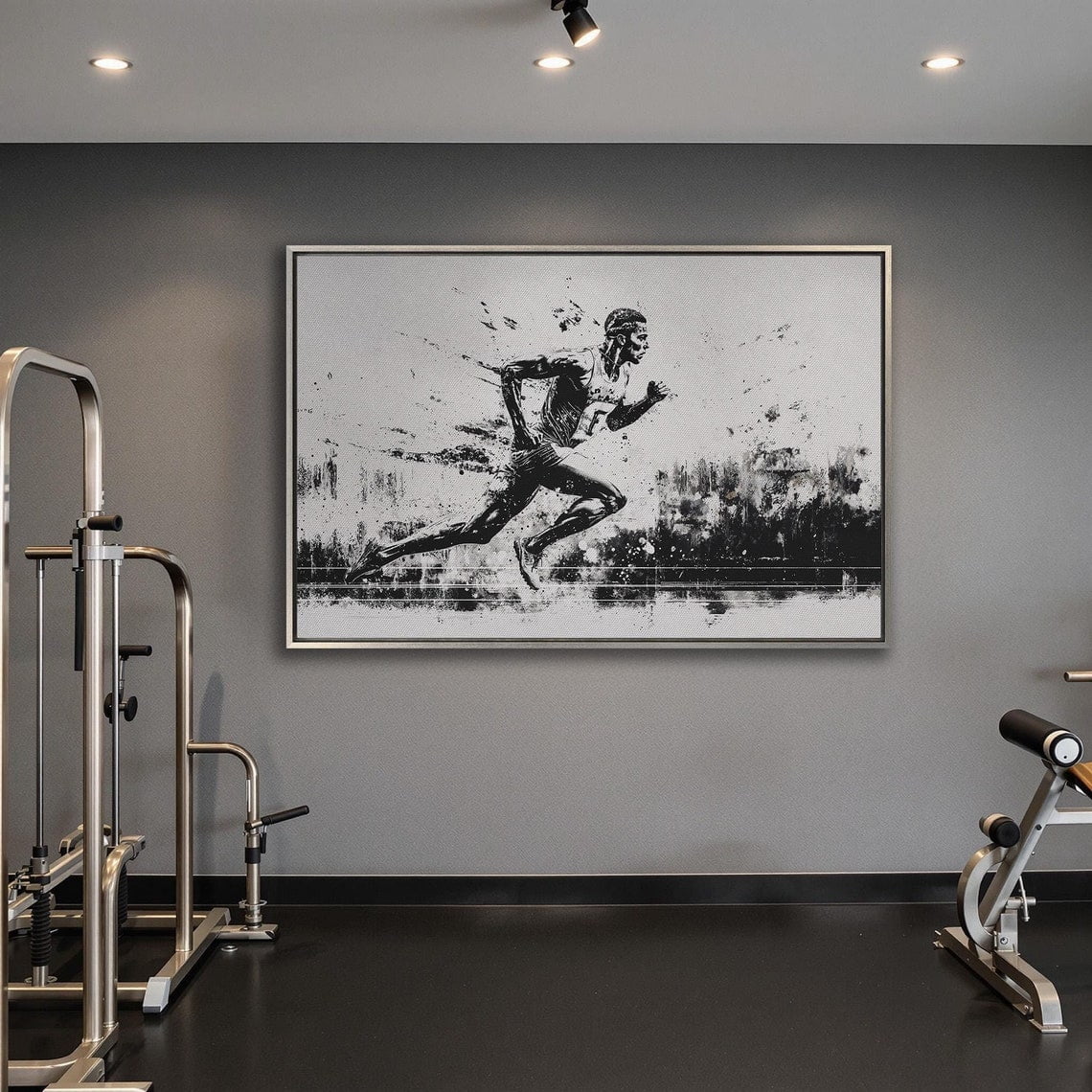 Runner Art: Black And White Athletic Poster, Sports Decor, Unframed ...