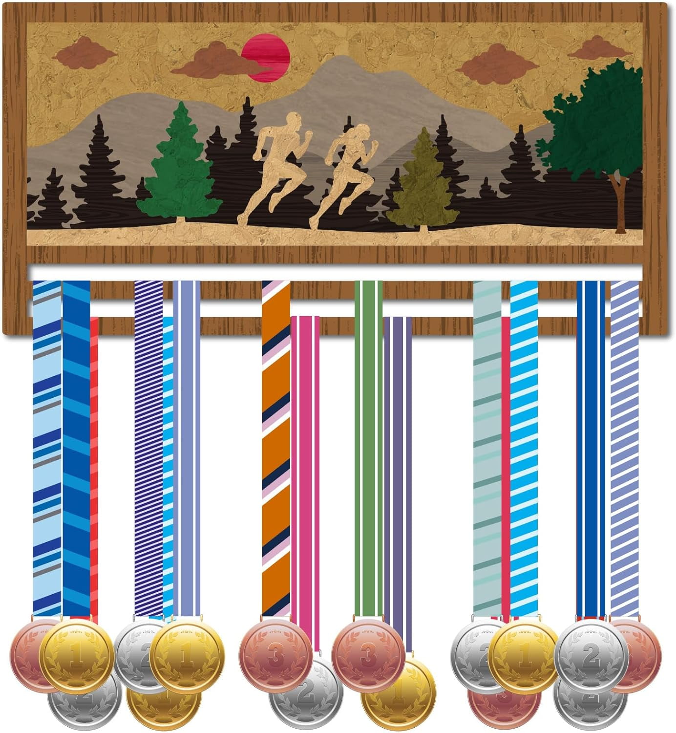 Runner Medal Hanger Runner Medal Holder Wooden Medal Hanging Display 3D ...