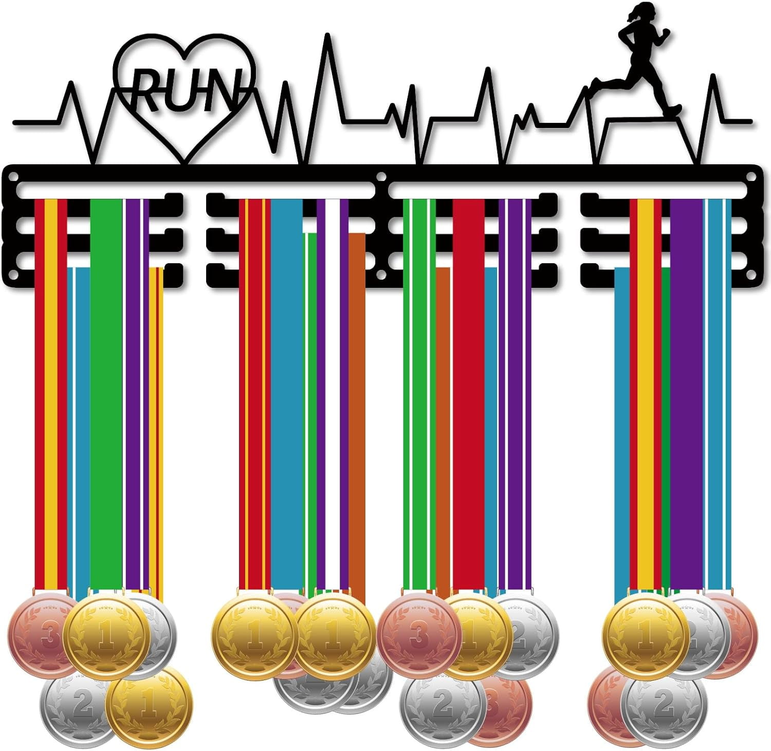 Runner Medal Holder Medal Hanger Rack Display Electrocardiogram Design ...