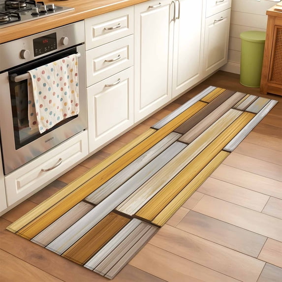 Runner Rug 2 x 6 Ft, Brown Yellow Vintage Washable Non-Slip Floor Mat ...