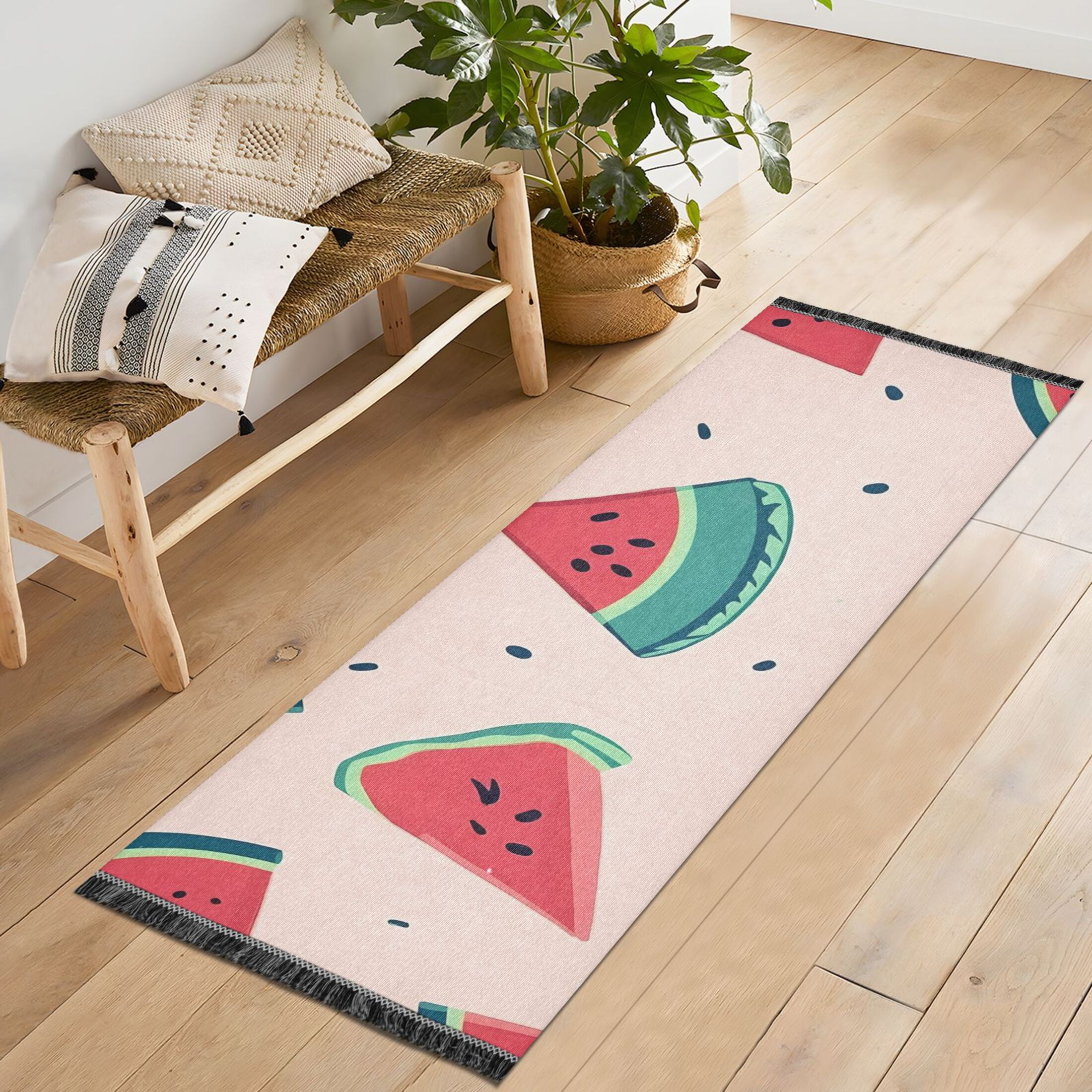 Runner Rug 2'x6' Hallway Area Rugs Watermelons Fruits Vintage Non Slip ...