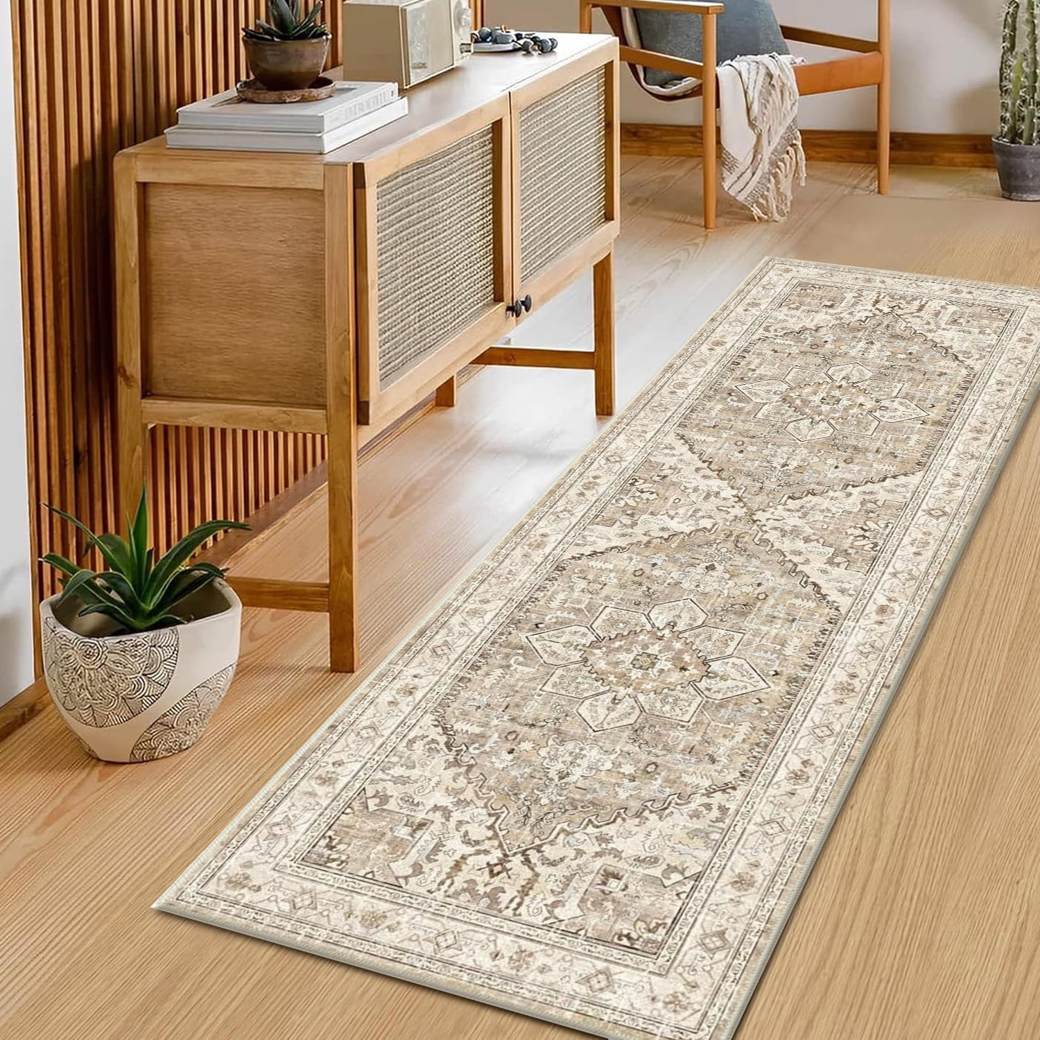 Yamaziot 2x6ft Non-Slip Washable Runner Rug, Vintage Boho Indoor Carpet ...