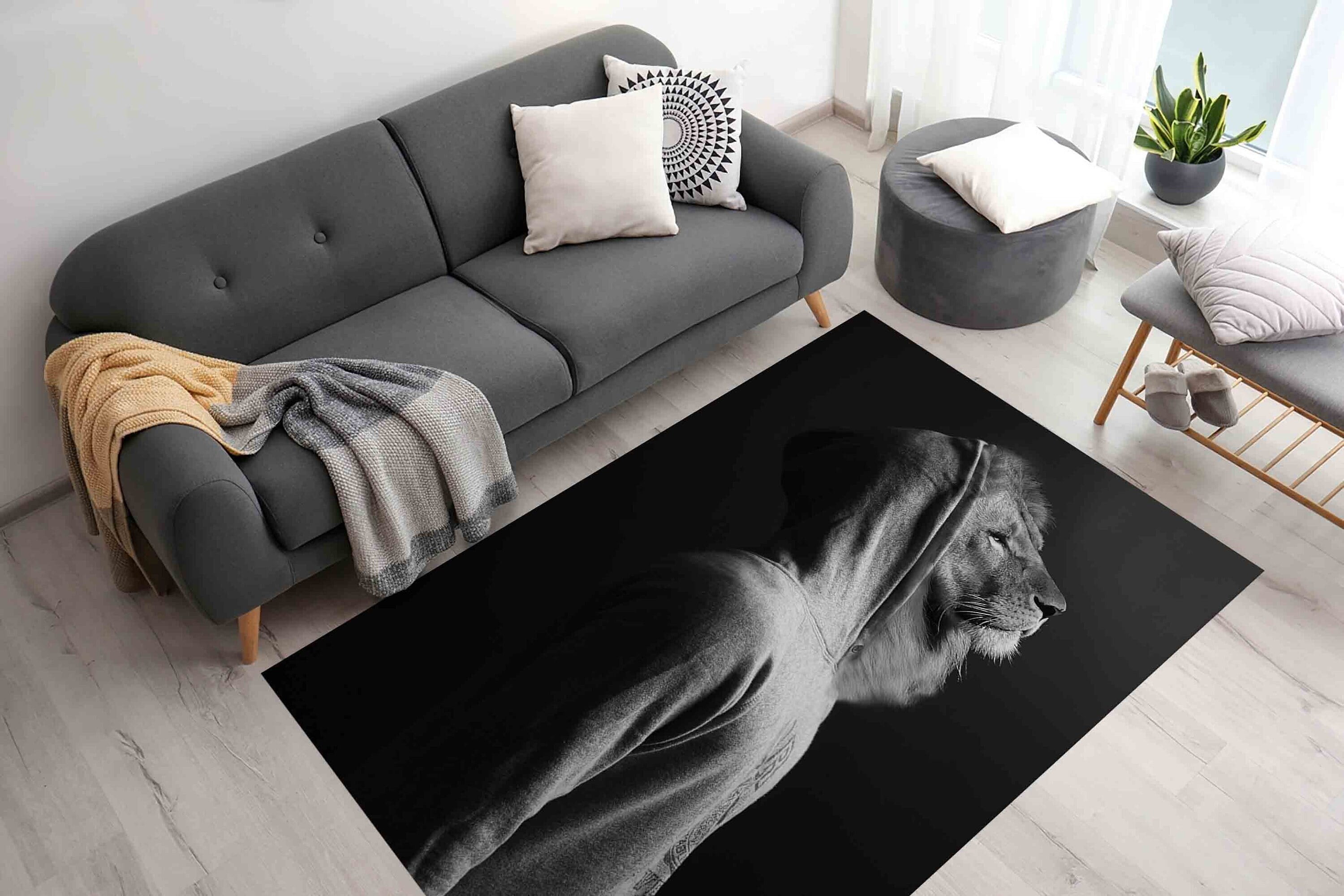 Runner Rug, Man Cave Rug, Man With Lion Head Rugs Personalized Rug ...