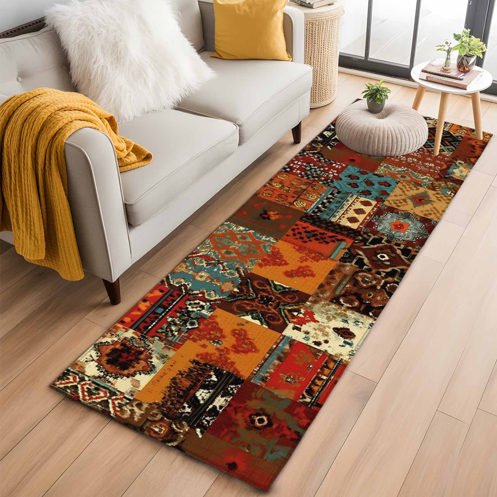 Runner Rugs 2x6 Ft, Brown Red Boho Non Slip Area Rugs for Kitchen ...
