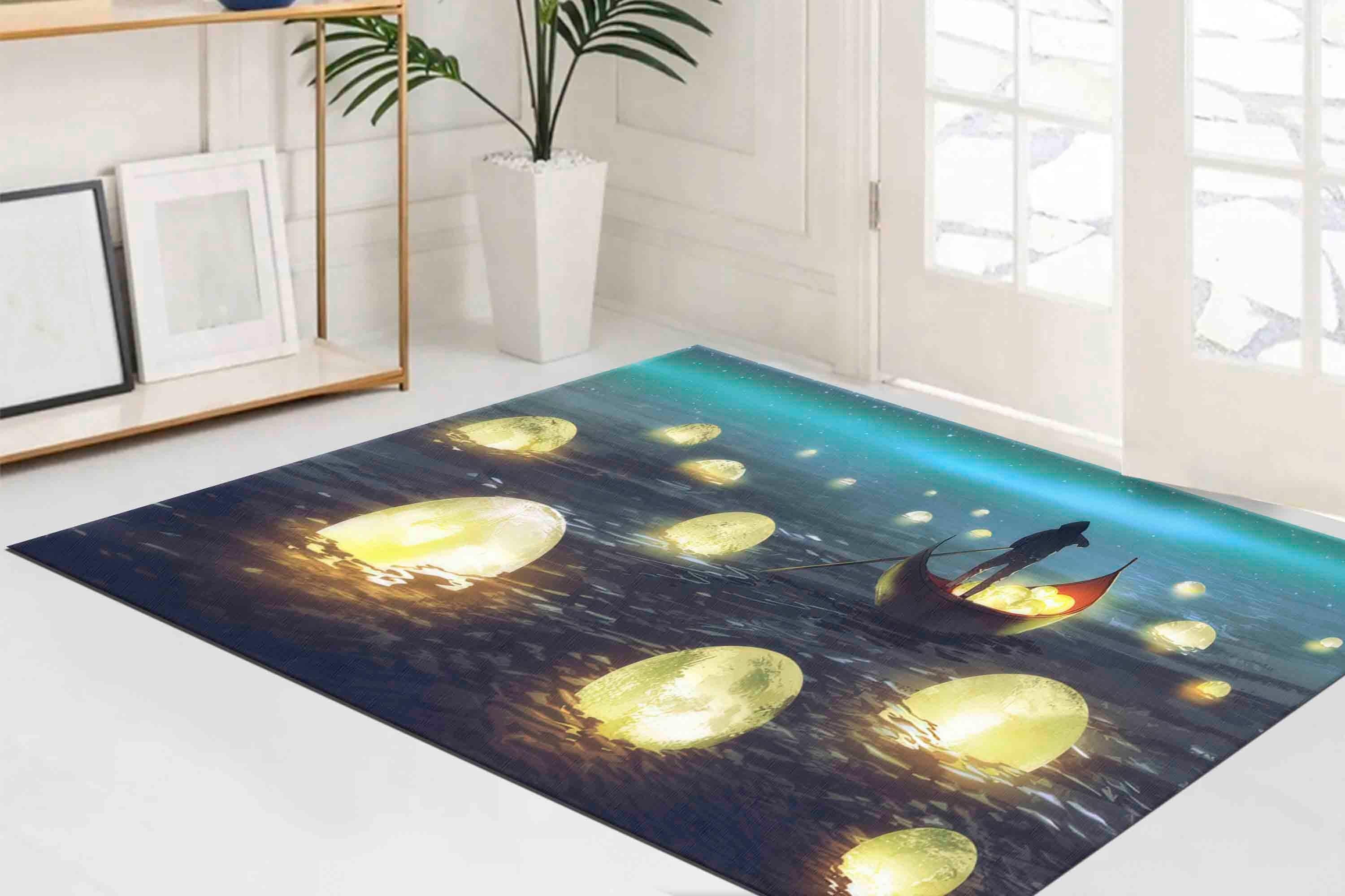 Runner Rugs, Modern Rugs, Gift Rug, Modern Rug, Thick Rug, Man and Boat ...