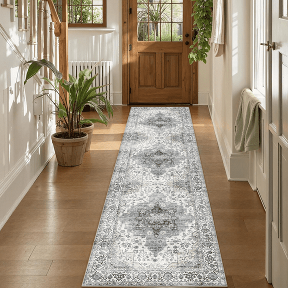 2'x6' Rug Runners for Hallways Kitchen, Abstract Black Non Slip ...