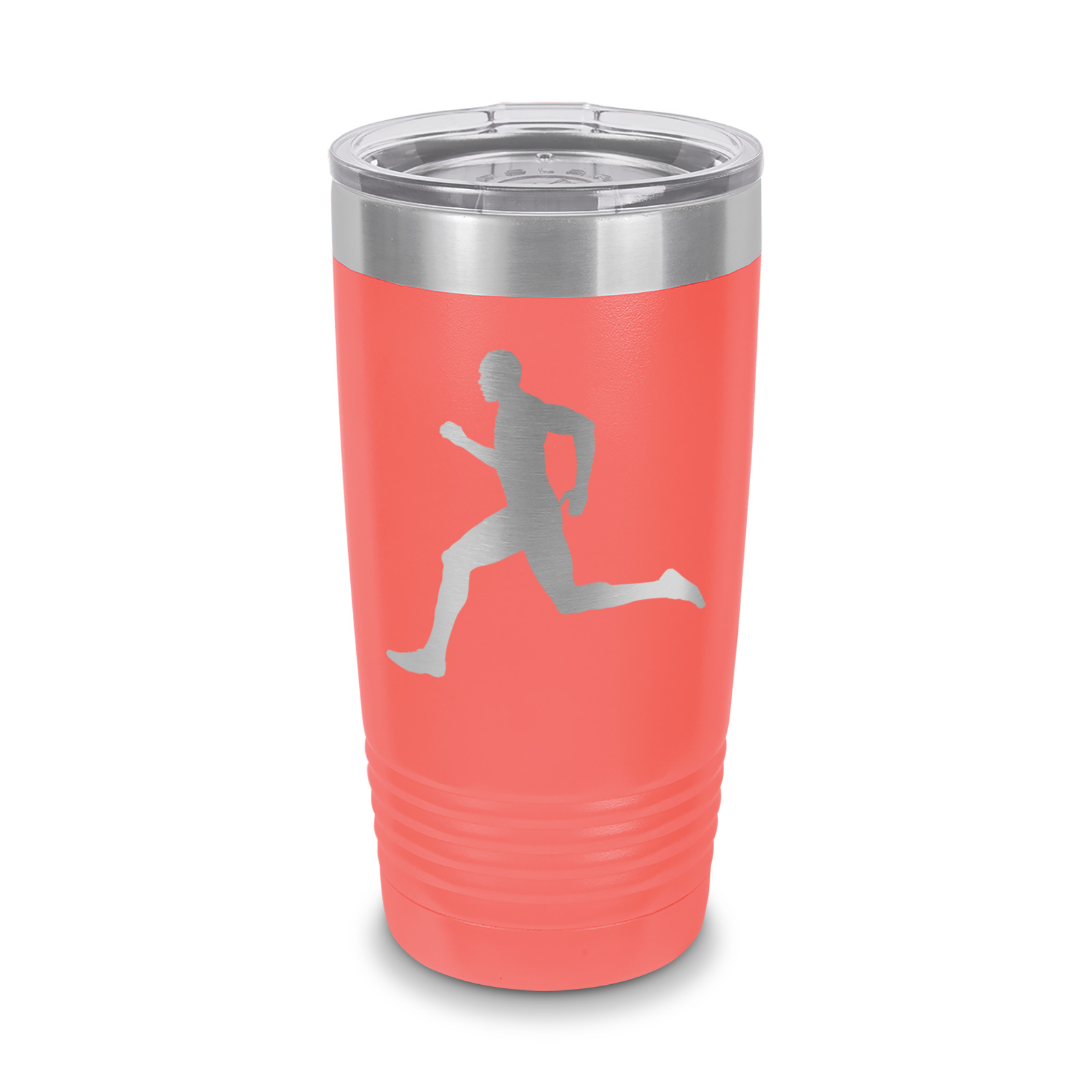 Runner Tumbler 20 oz - Laser Engraved w/ Clear Lid - Stainless Steel ...