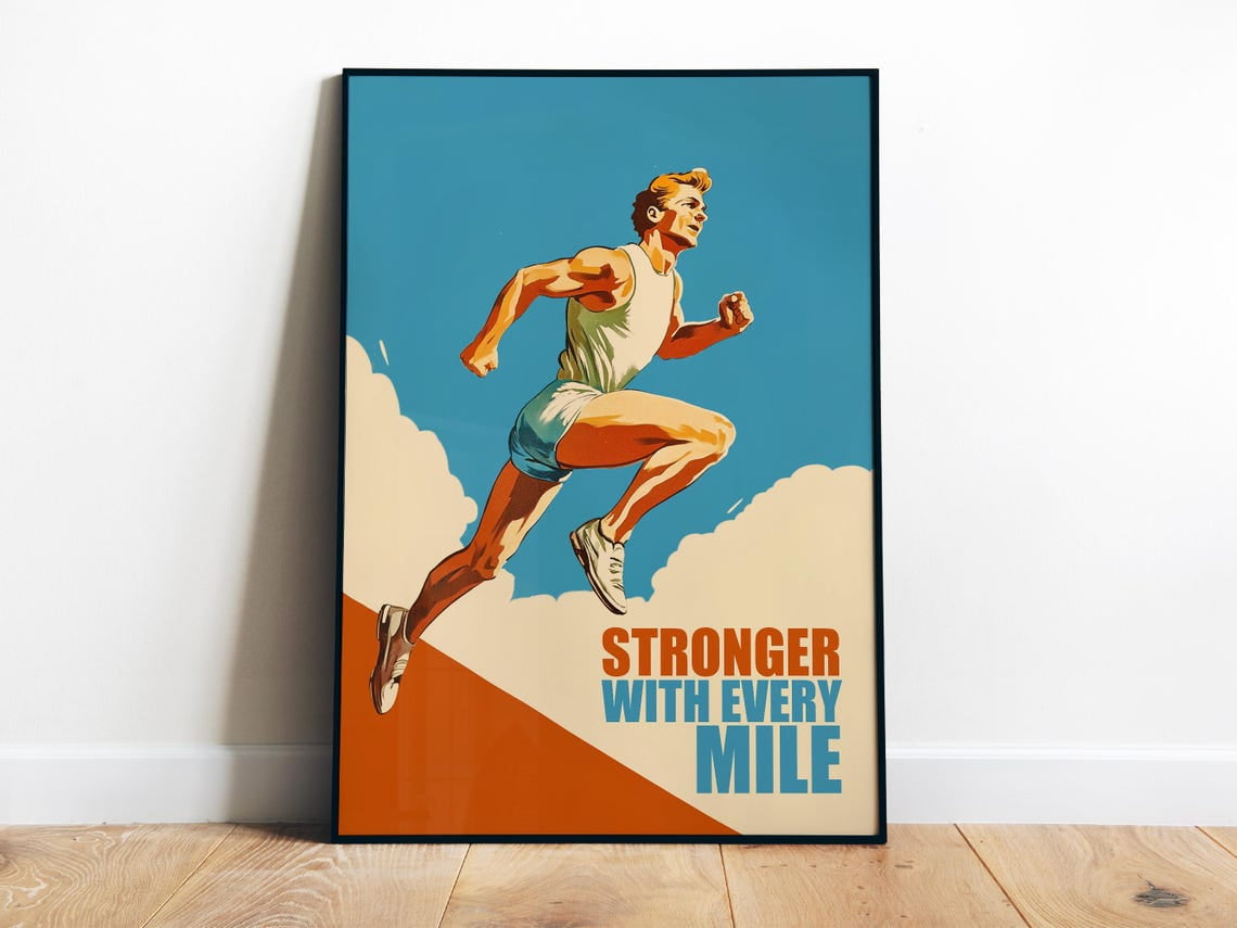 Runner Wall Art Retro Gym Poster Motivation Quote Prints For Home Gym ...