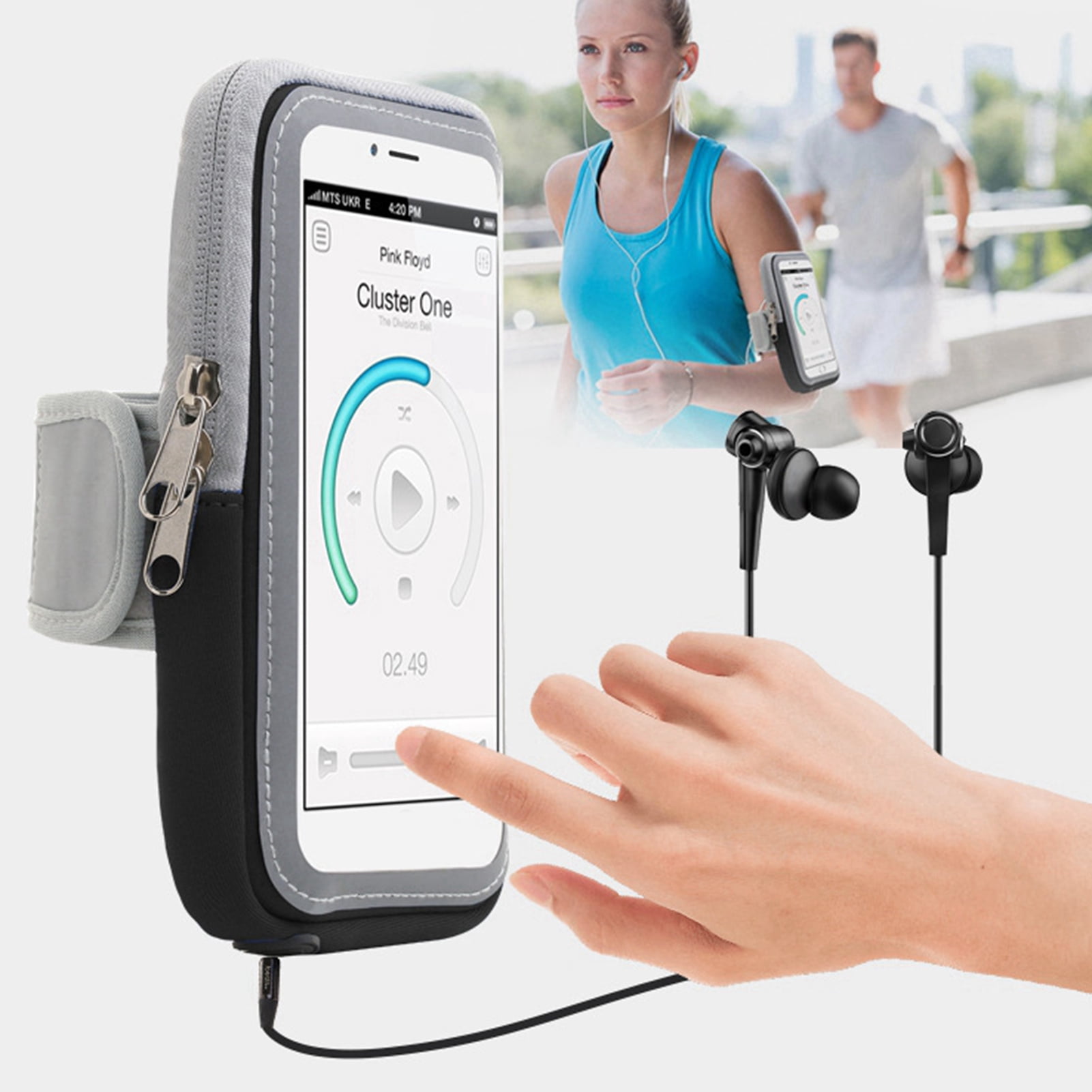 Running Arm Bag High Capacity Double Zippers Earphone Jack Double layer ...
