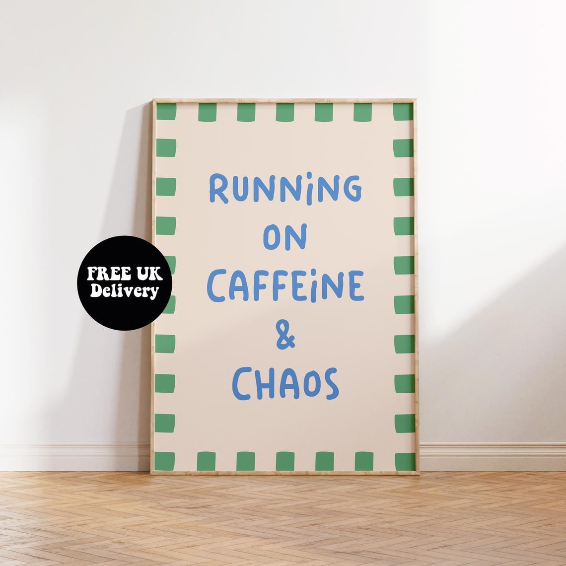 Running On Caffeine & Chaos Poster, Quote Text Art Poster, A5 A4 A3 A2 ...