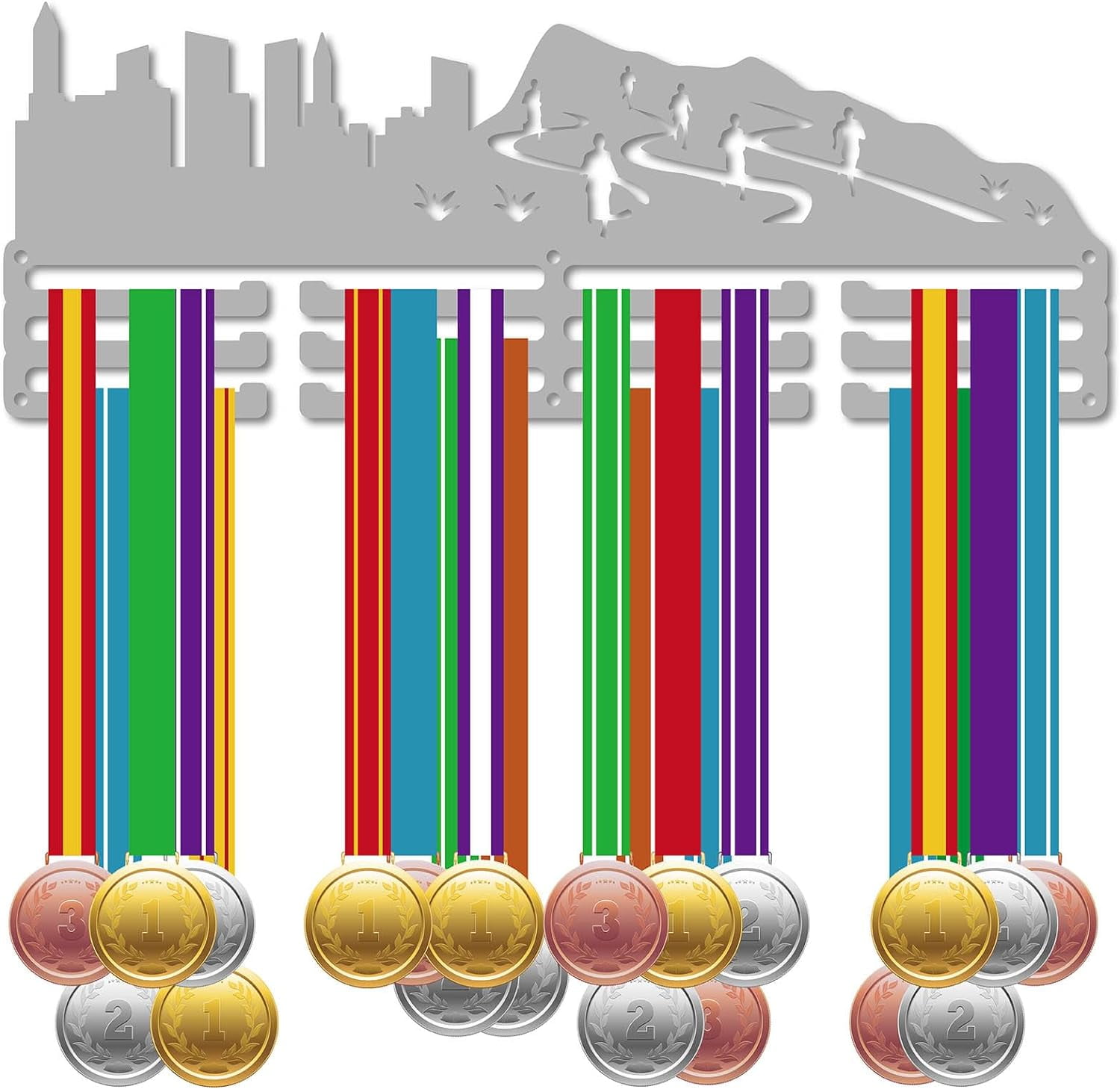 Running City Medal Holder Hanger Silvery Metal Iron Medal Rack ...