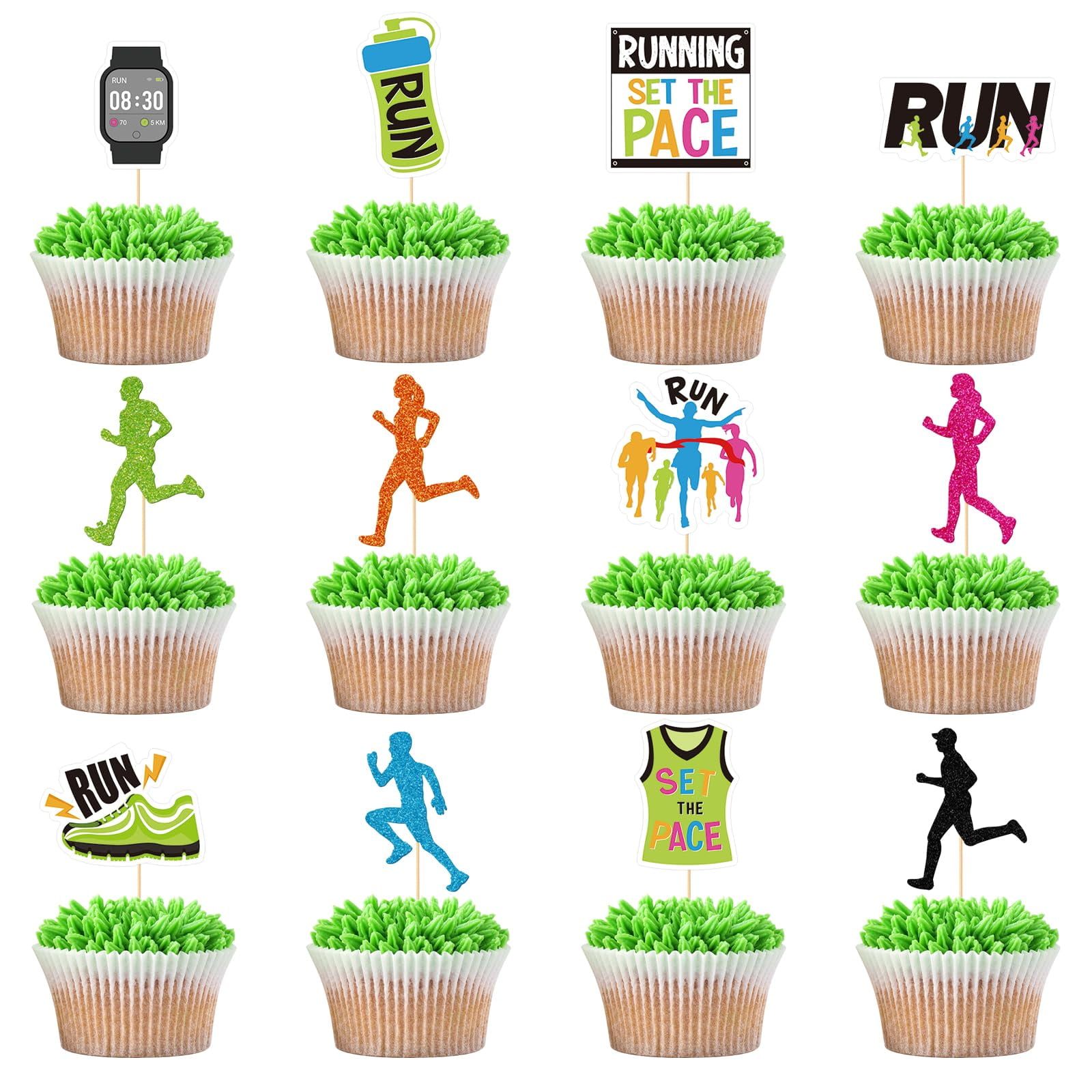 Running Cupcake Toppers, Runner Party Decor, Running Themed Cupcake ...