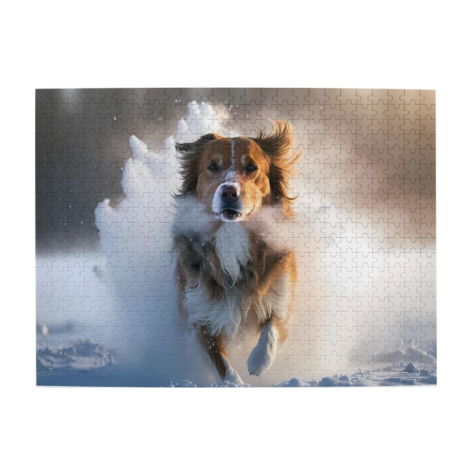 Running Dog In Snow 1000-Piece Wooden Jigsaw Puzzle for Adults, Fun ...