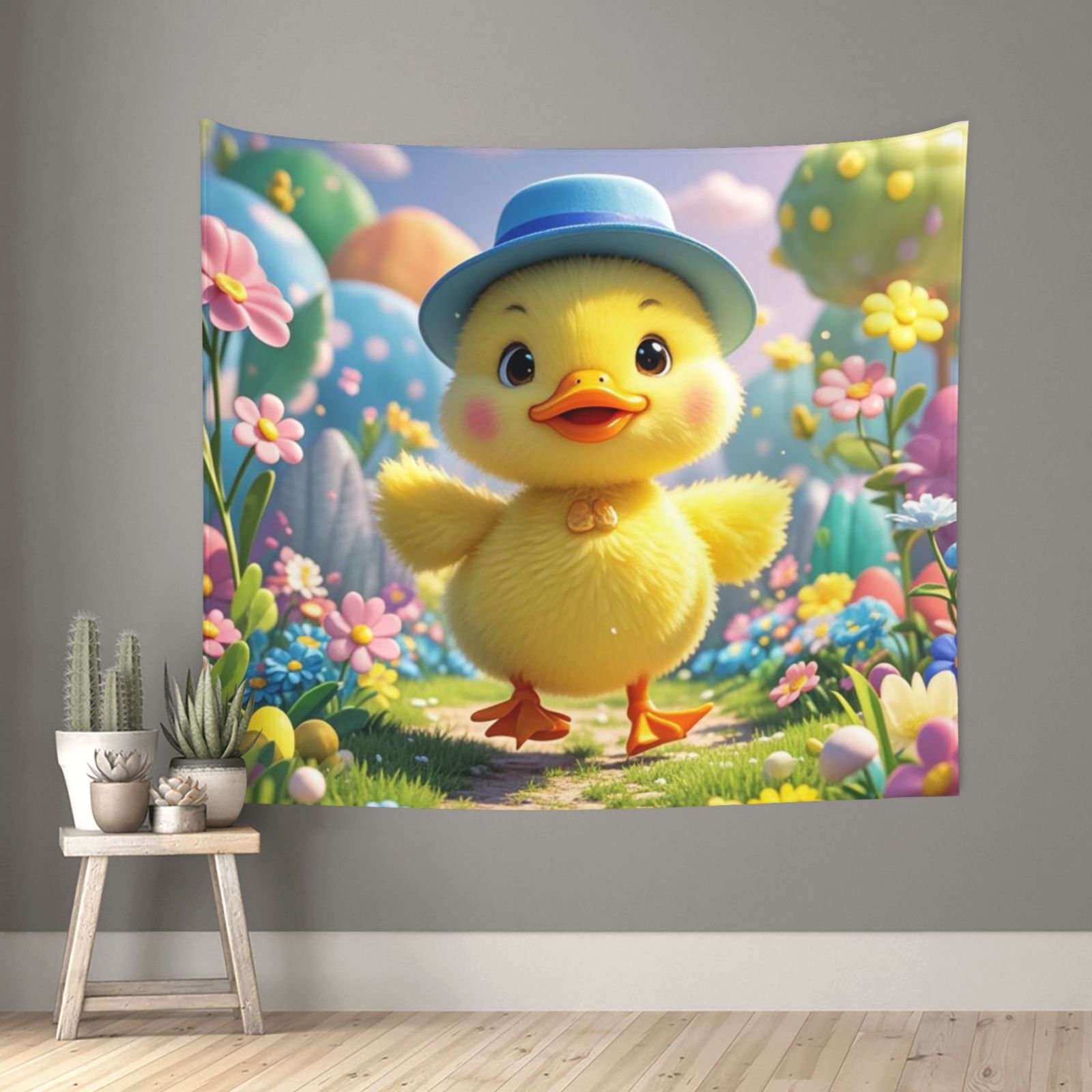 Running Duck Nature Scenery Black And White Tapestry Wall Hanging ...