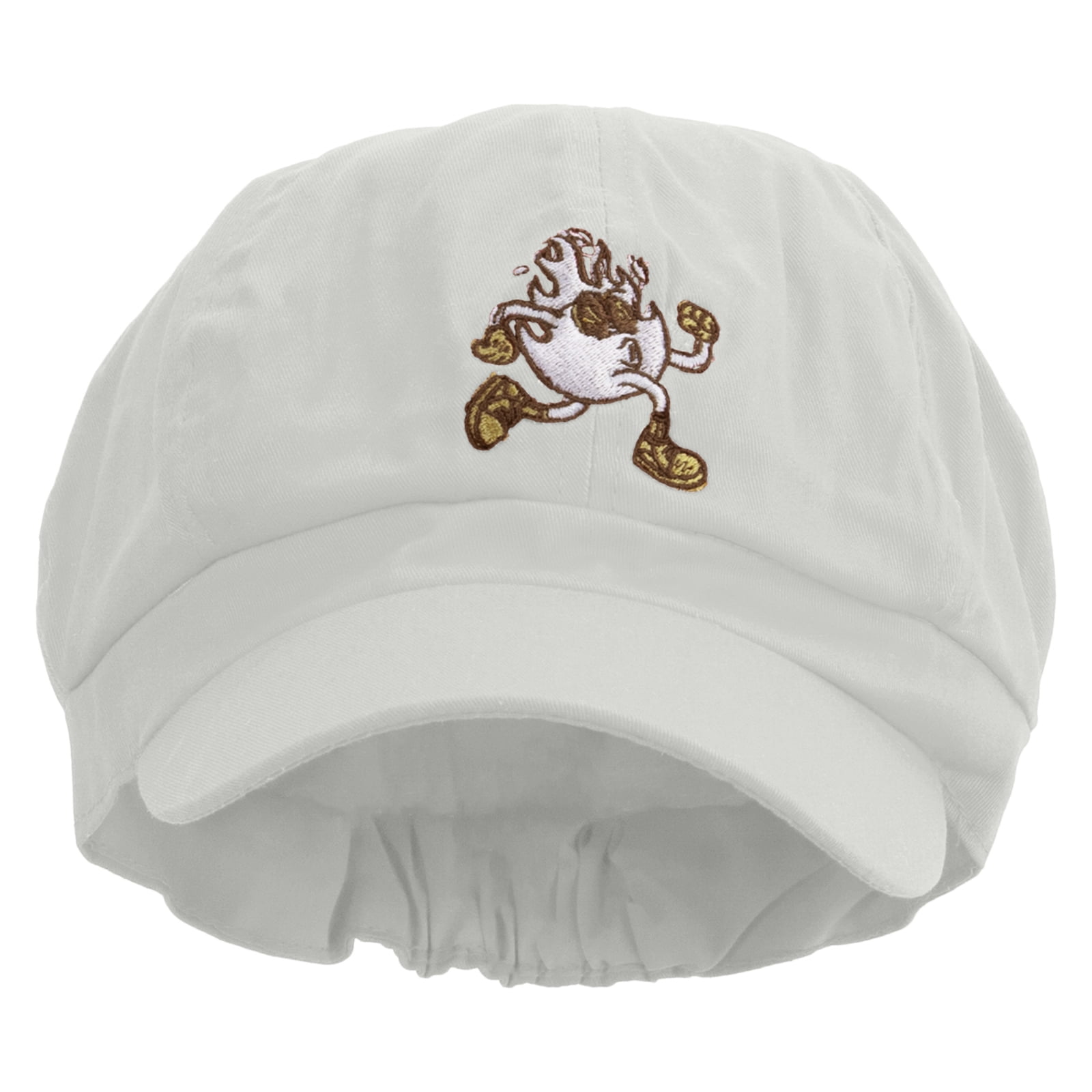 Running Fireball Embroidered Cotton Elastic Newsboy Cap - White OSFM ...