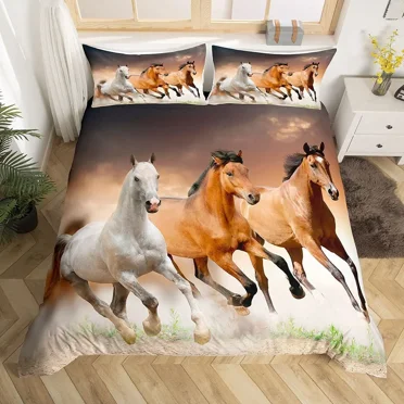 Running Horse 3d Bedding Set King Double Full Twin Single Size Bed Lin ...