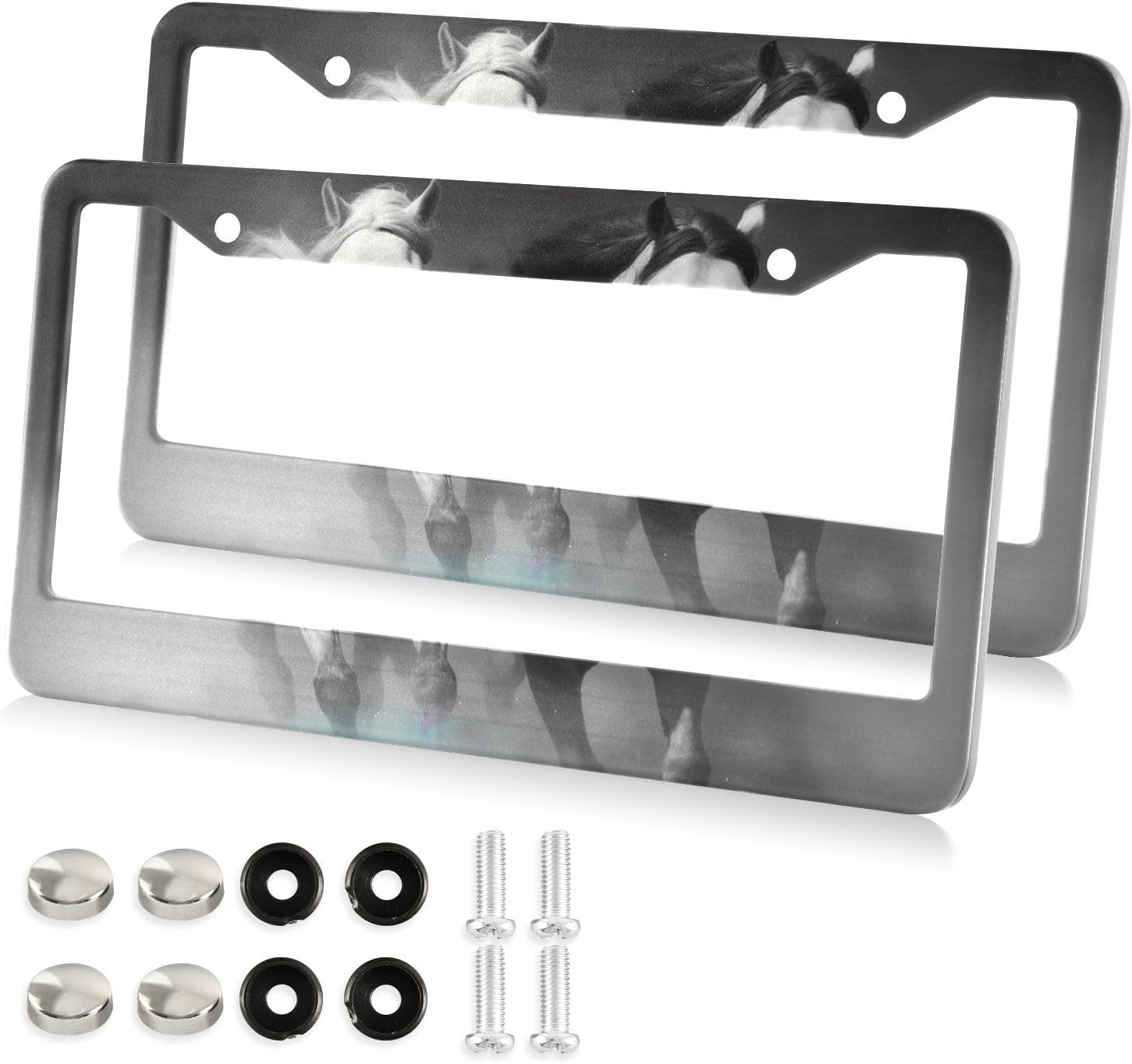 Running Horse Grey License Plate Frame, Aluminum Car Tag Frames, 2 Pack ...