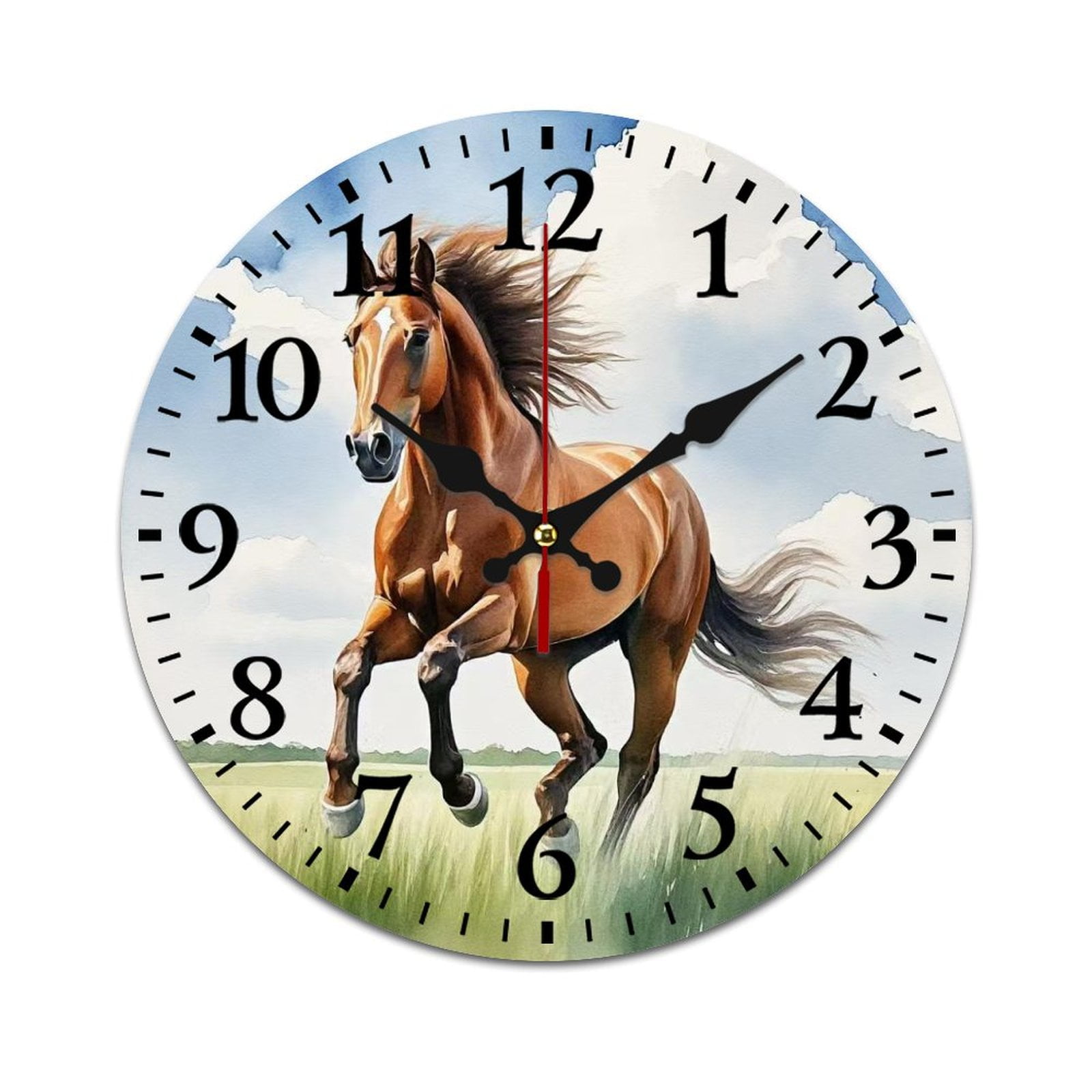 Running Horse Oil Painting Wall Clock Modern Design Clocks Wall Hanging ...