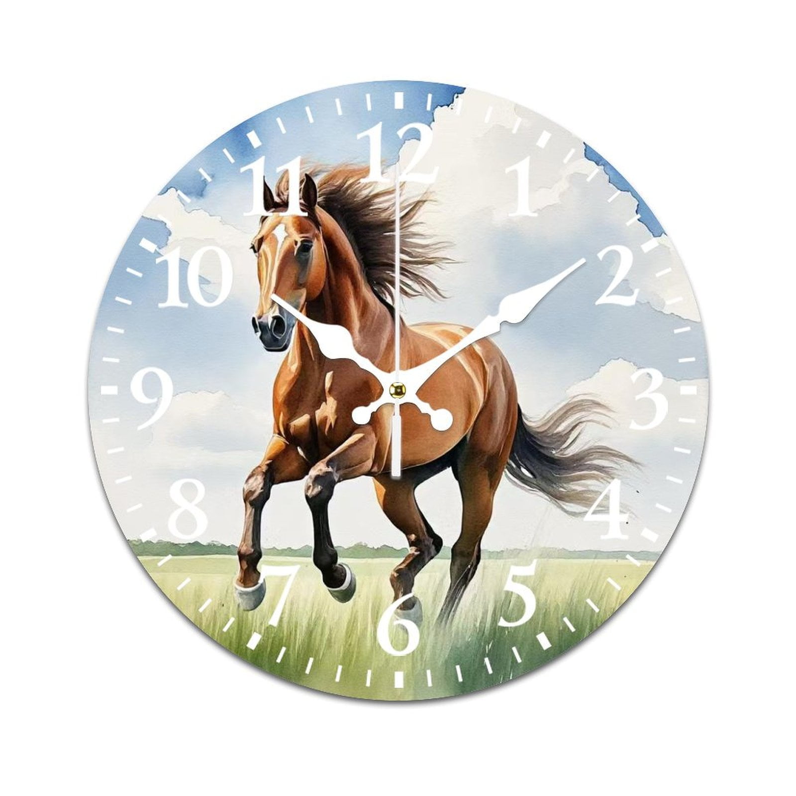 Running Horse Oil Painting Wall Clock Modern Design Clocks Wall Hanging ...