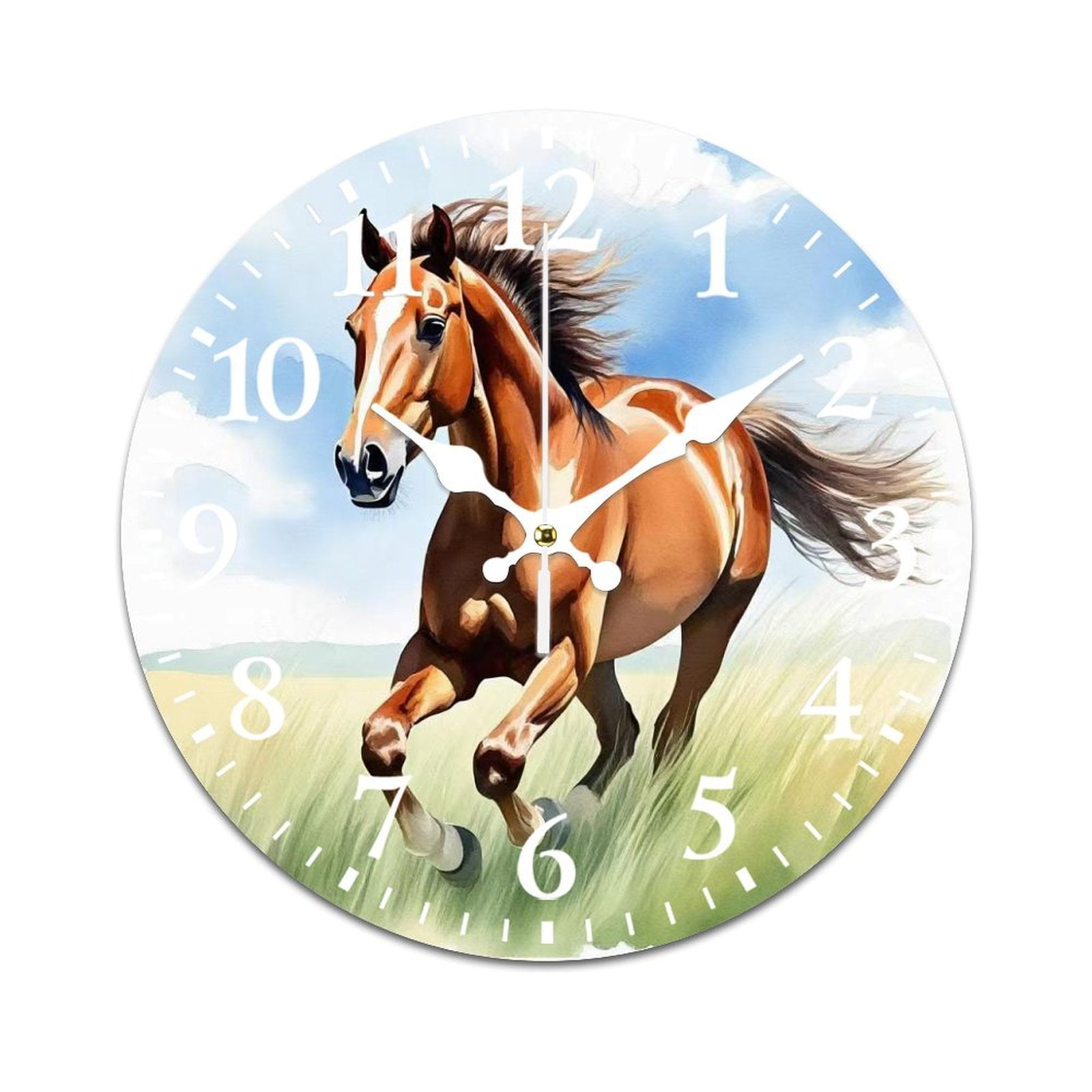 Running Horse Oil Print Wall Clock Modern Design Clocks Wall Hanging ...