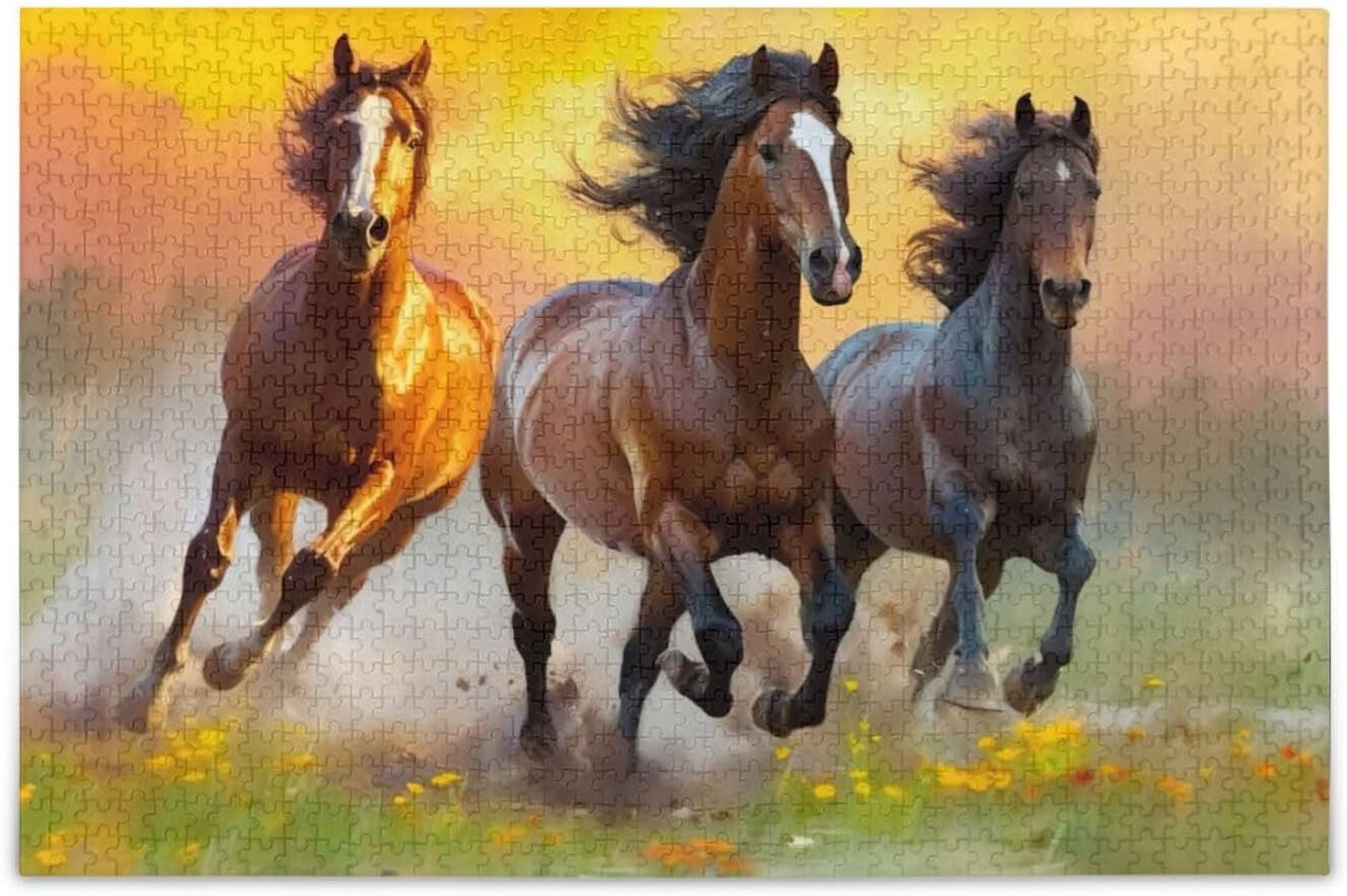 Running Horse Painting Puzzle 500 Pieces - Wooden Jigsaw Puzzles for ...