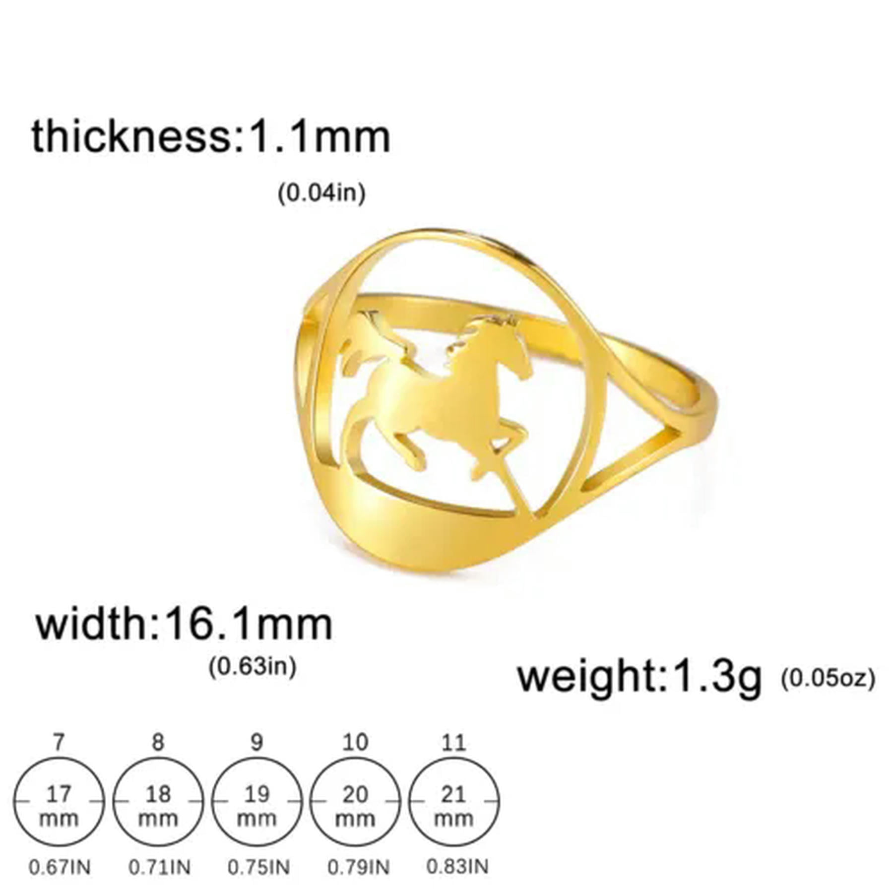 Running Horse Ring Women Men Stainless Steel Finger Rings Fashion ...