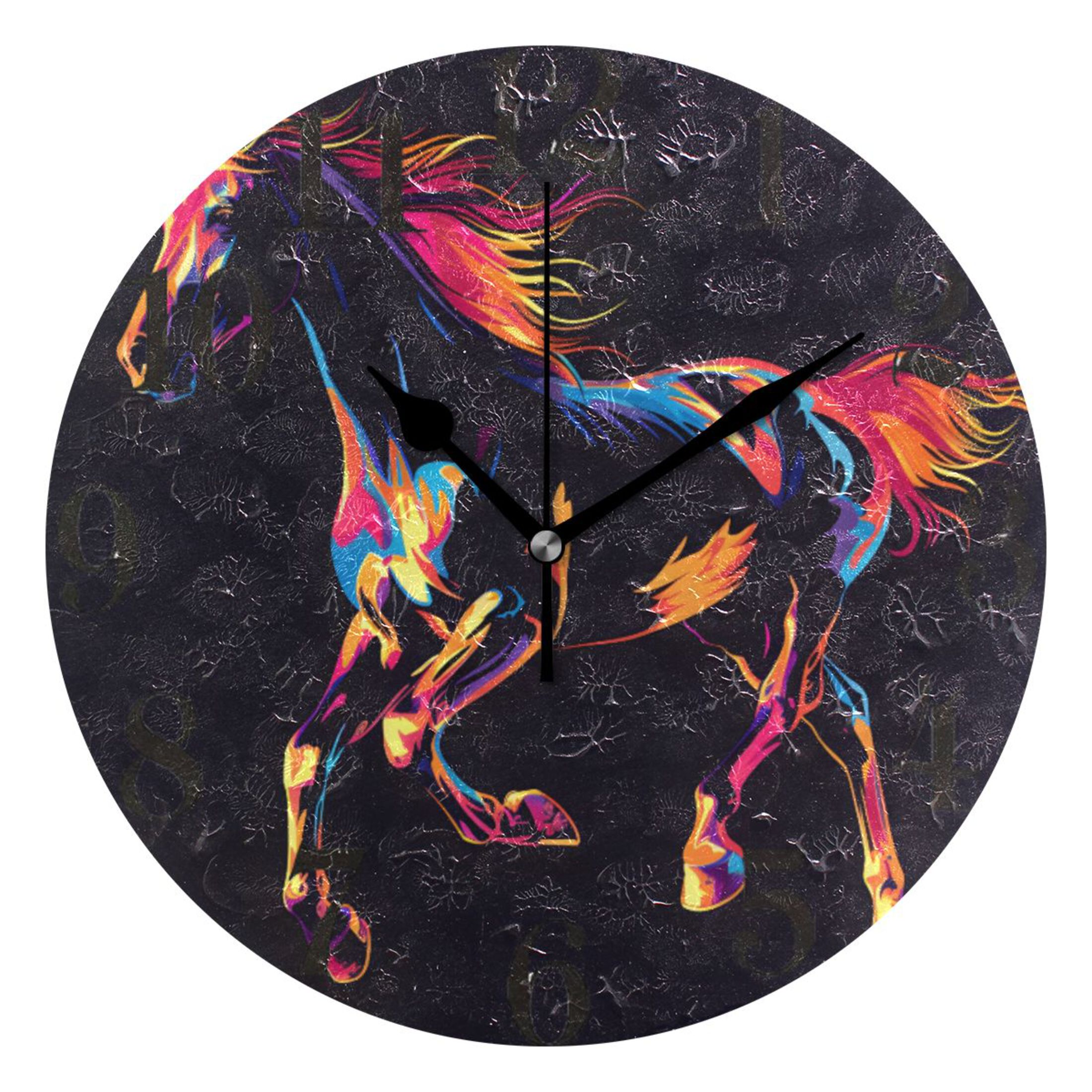 Running Horse Silhouette Wall Clock 9.8 inch Battery Operated Clocks ...