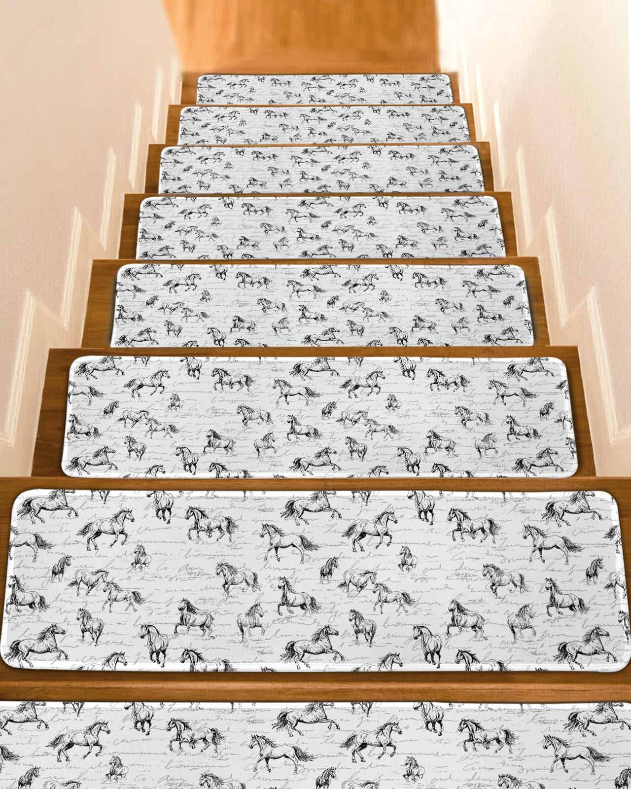 Running Horse Stair Treads for Wooden Steps Indoor Runner Rug Carpet ...