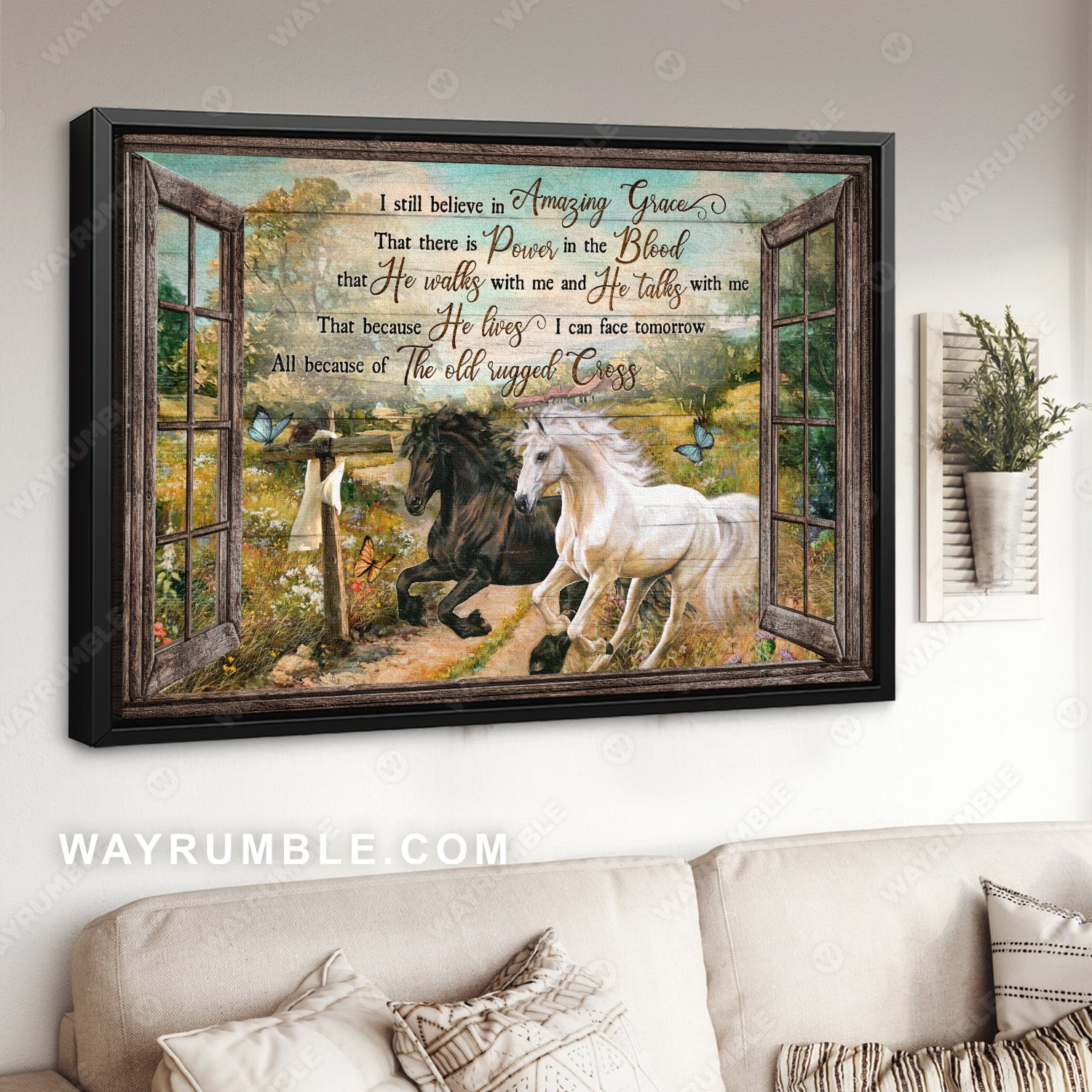 Running Horses, Brilliant Flower Field, Spring Painting, I Still Believe In Amazing Grace ...