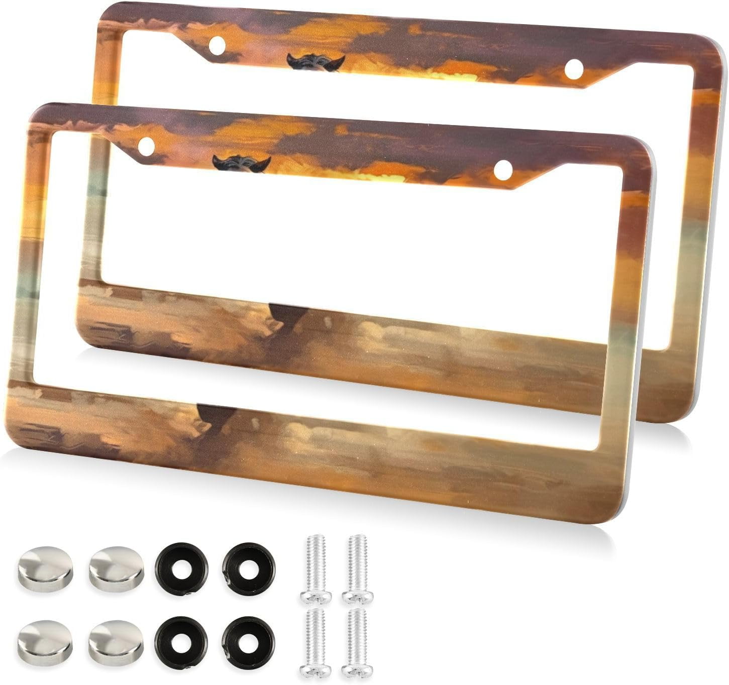 Running Horses License Plate Frame, Aluminum Car Tag Frames, 2 Pack ...