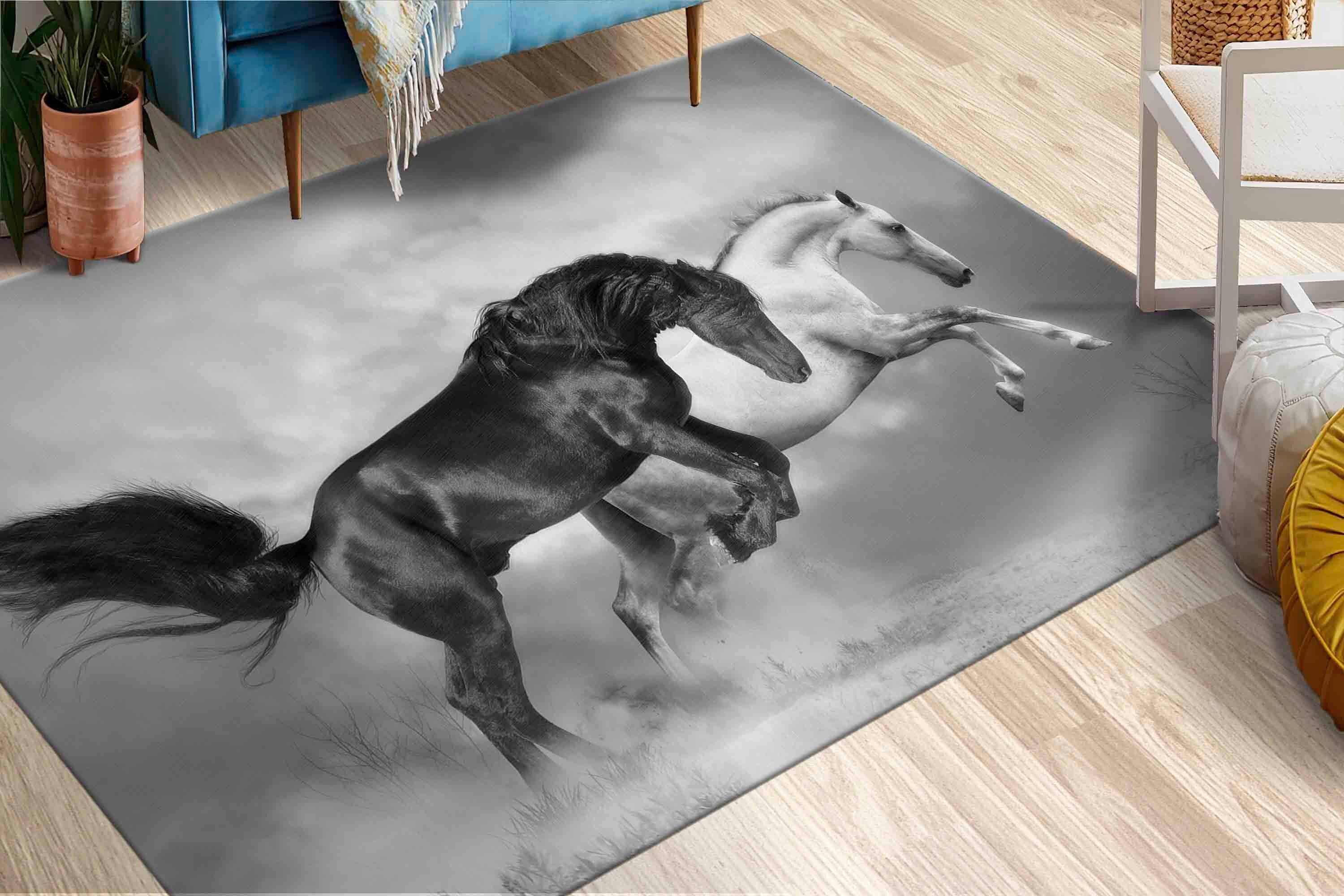 Running Horses Rug, 3D Printed Rug, Entryway Rug, Animal Rugs ...