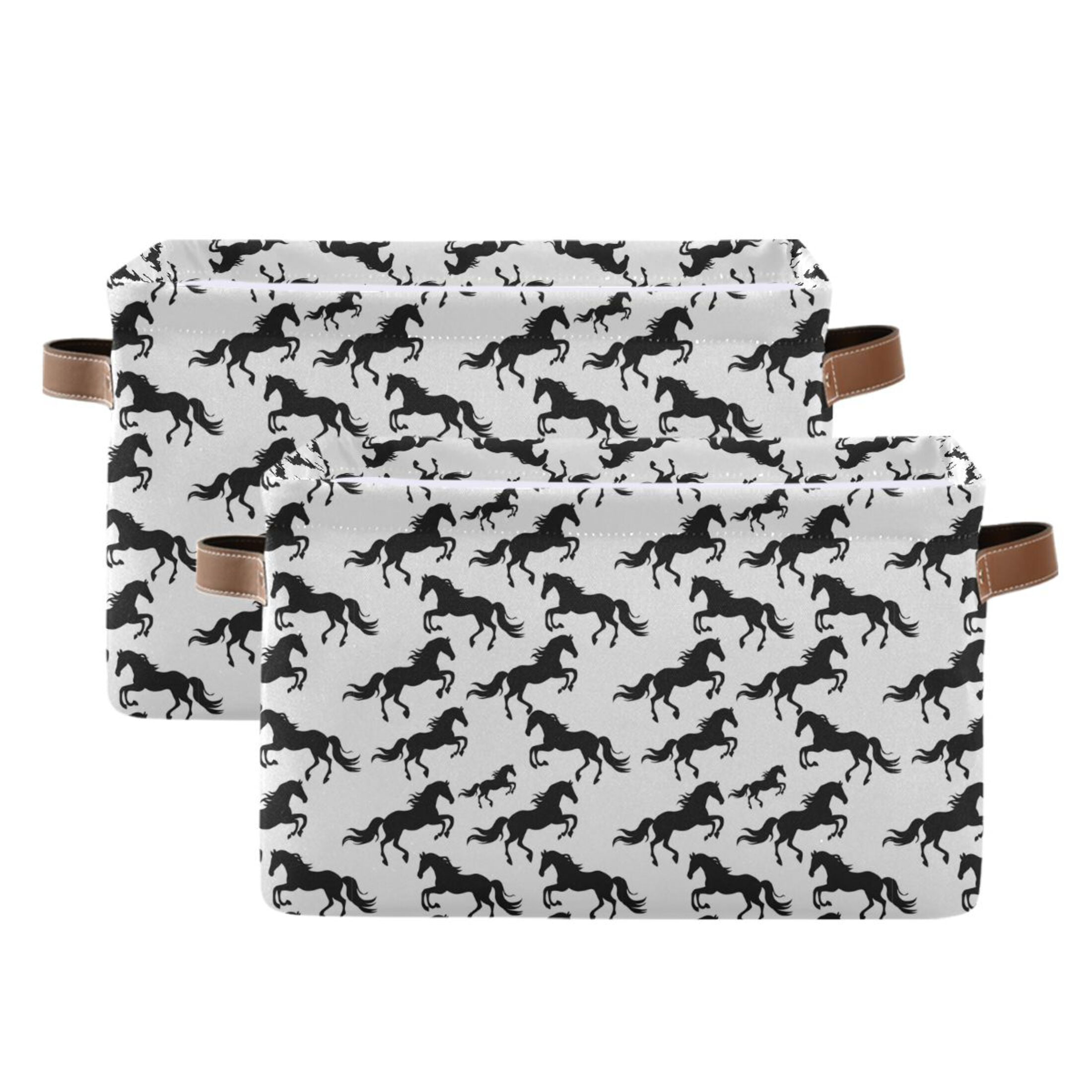 Running Horses Silhouette Storage Bins with Handle Fabric Organizer ...