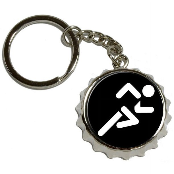 Running Jogging Marathon Symbol, Nickel Plated Metal Popcap Bottle ...
