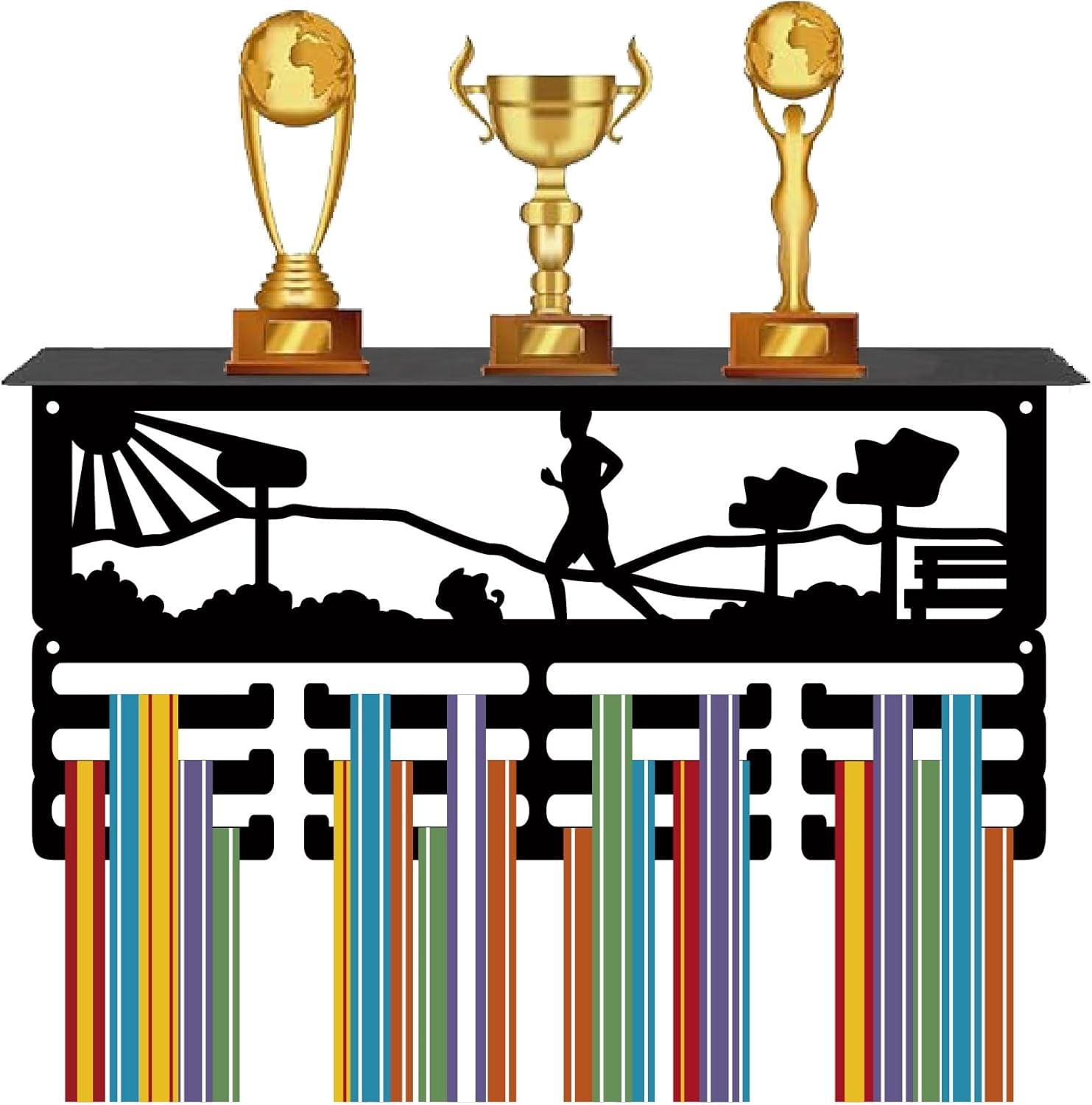 Running Landscape Medal Display Stands Trophy Shelf Metal Medal Holder ...