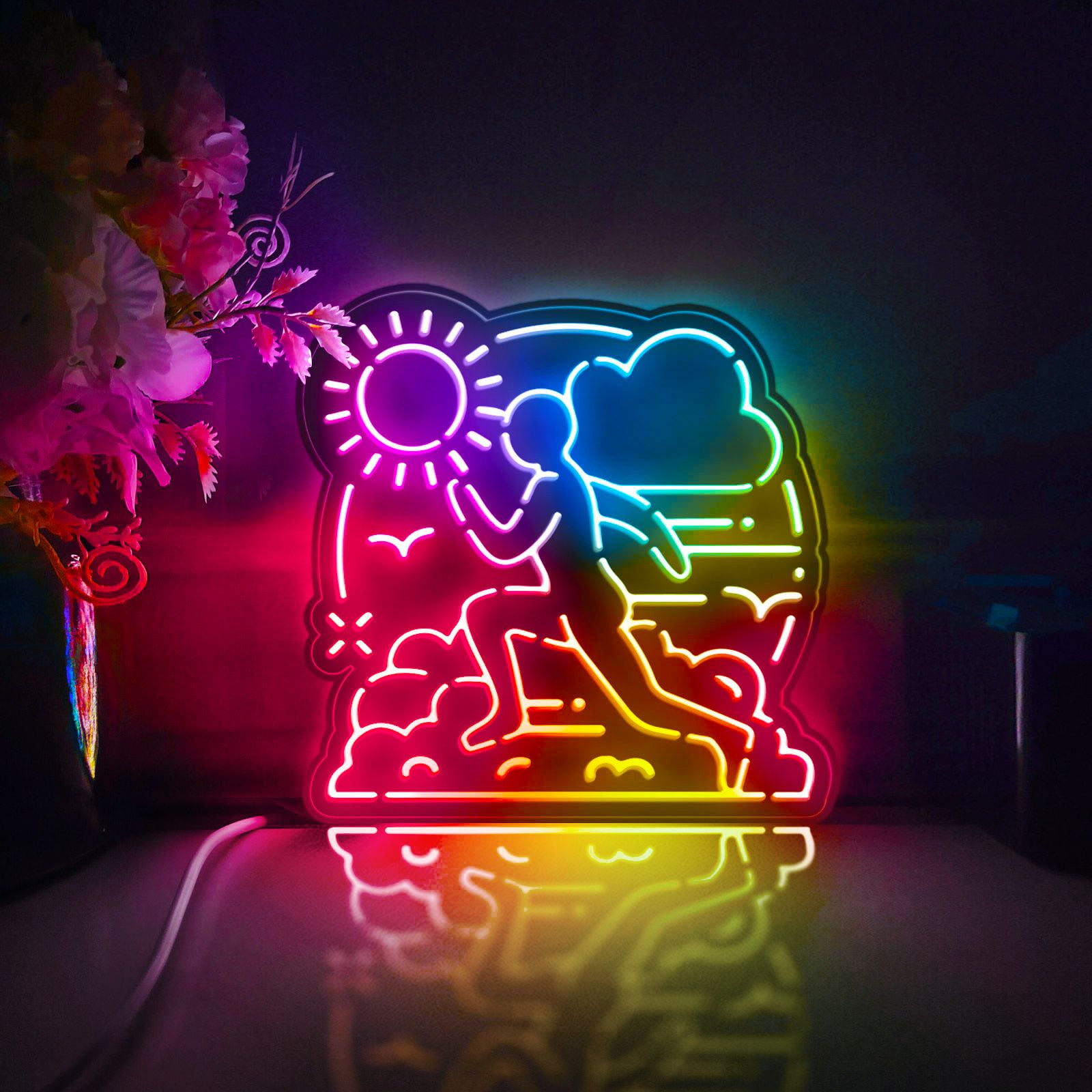 Running Led Light Box, Dimmable Neon-Like Light Signs USB Power for ...