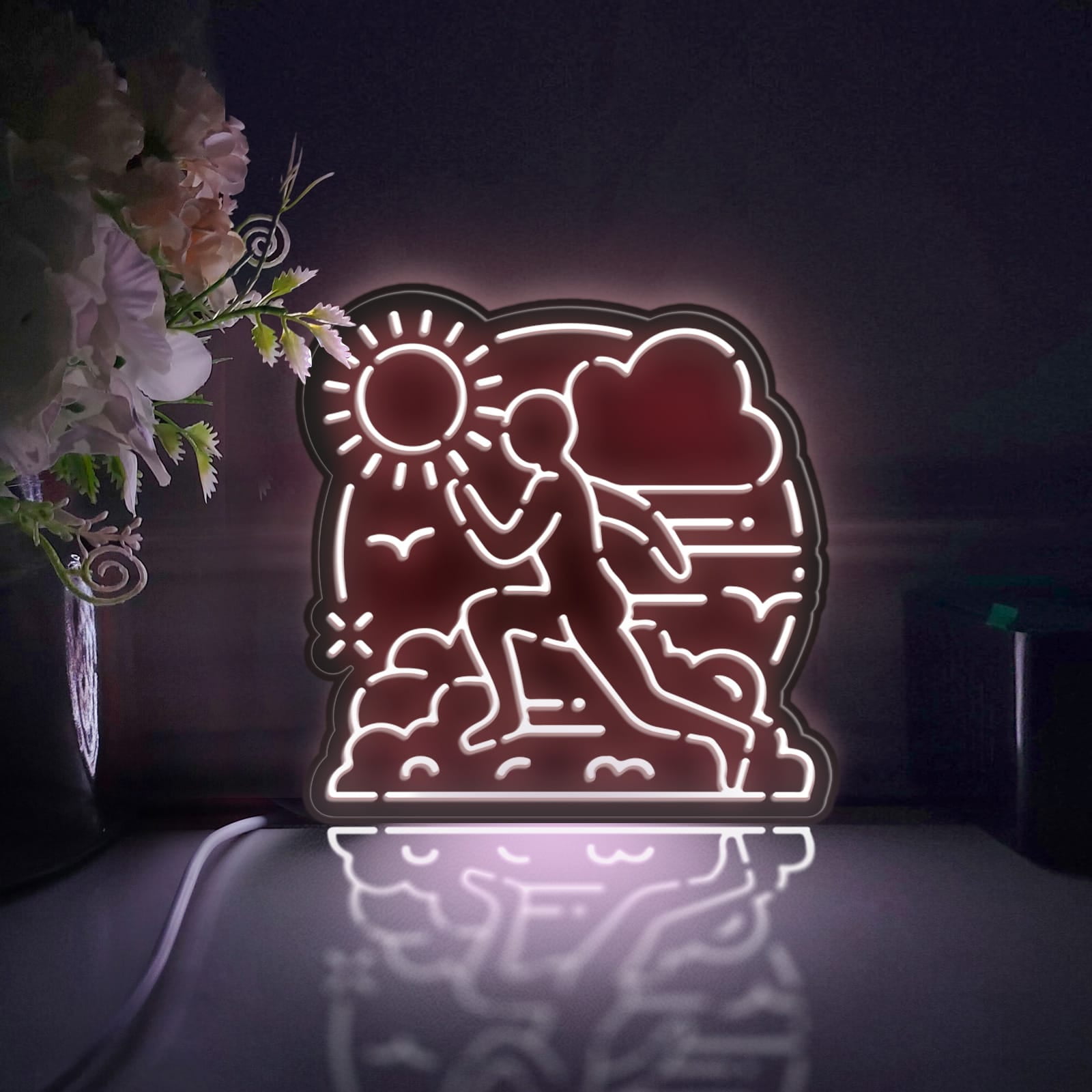 Running Led Light Box, Dimmable Neon-Like Light Signs USB Power for Wall Decor Bedroom ...