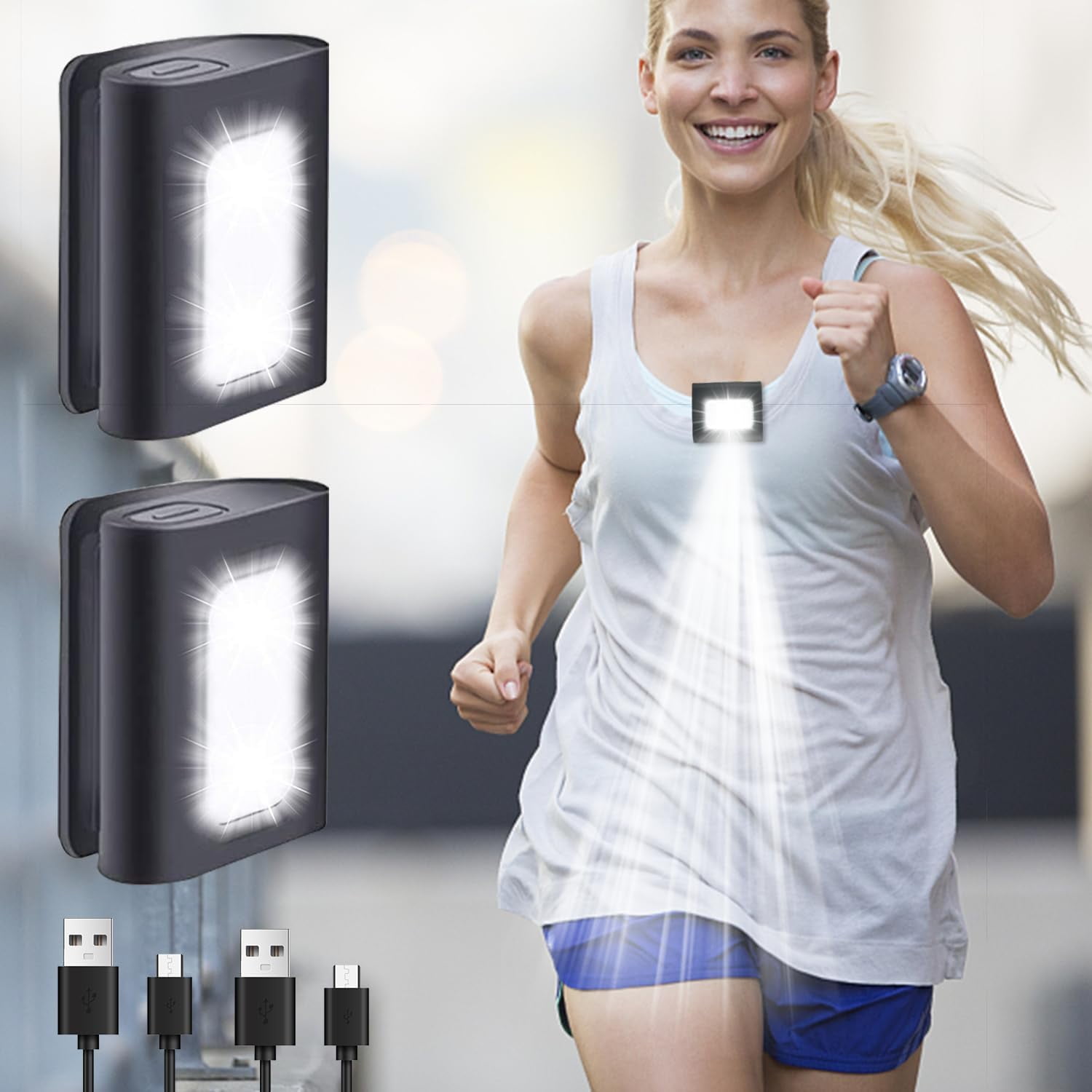 Running Light, 2Pack Reflective Running Gear for Runners, USB ...