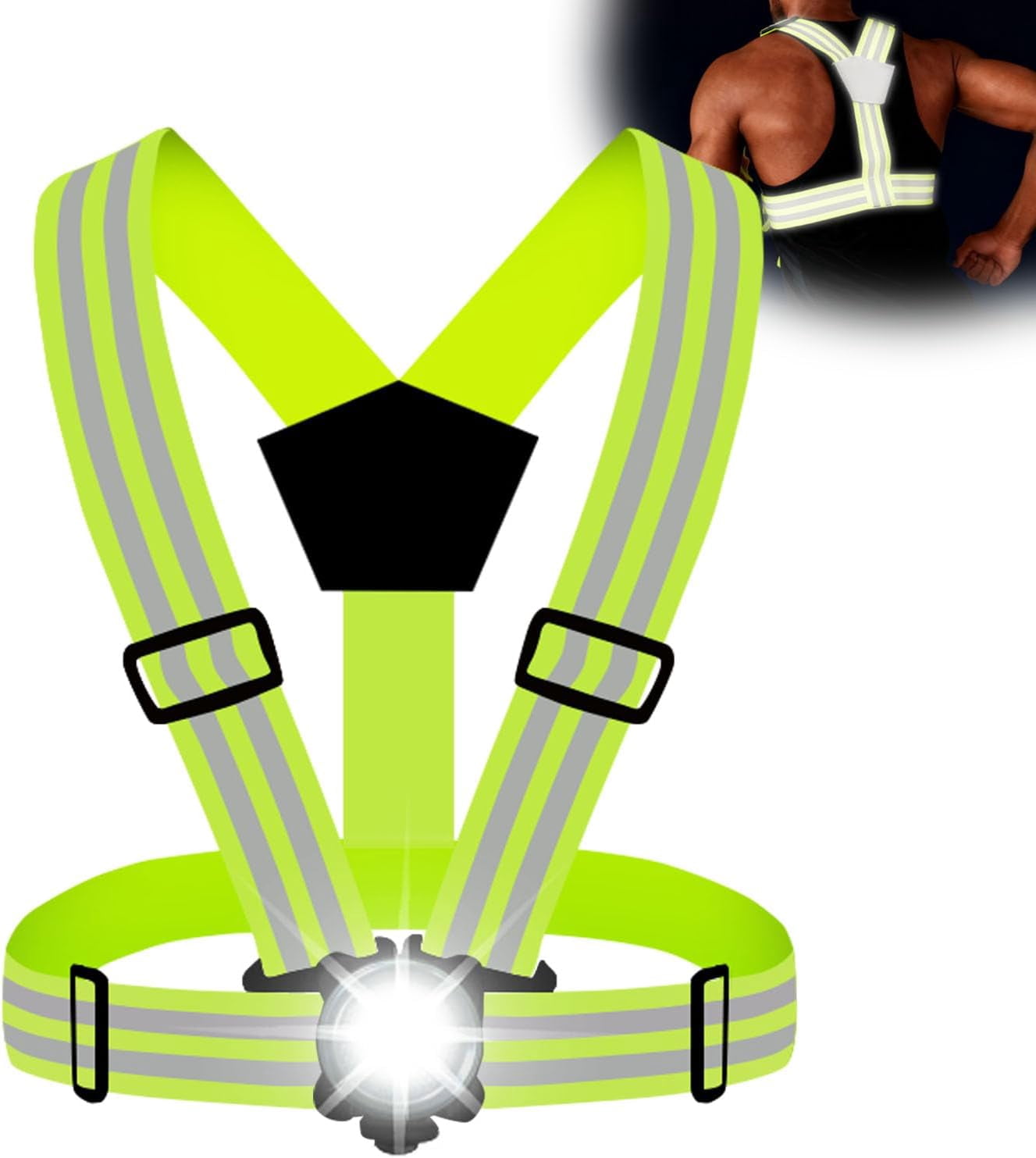 Running Lights for Runners with Reflective Vest, Adjustable Night ...