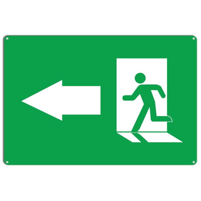 Running Man Left Arrow Sign Caution Safety Aluminum Warning Signs